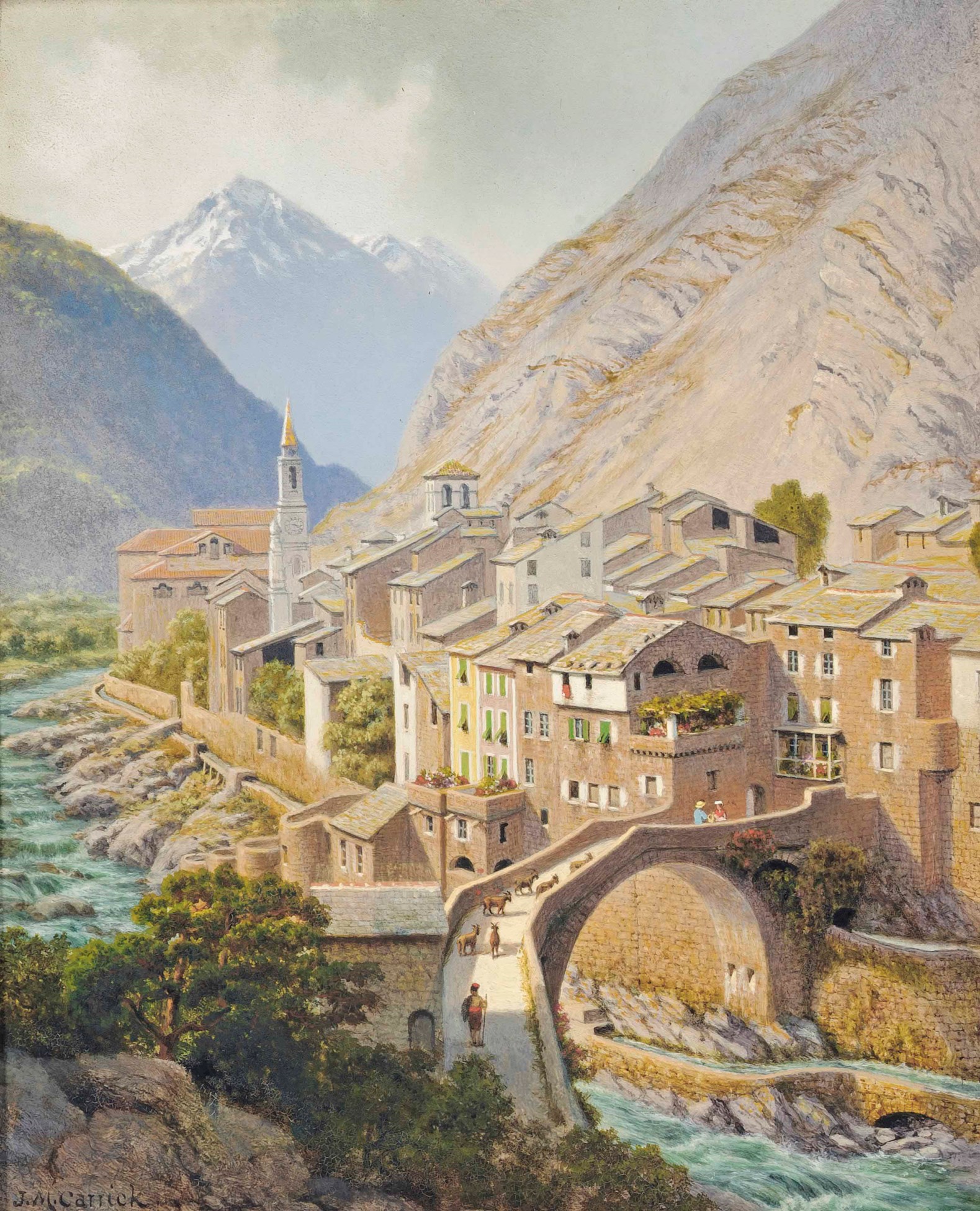 John Mulcaster Carrick (fl. 1854-1888), Breil-sur-Roya in the Alps ...