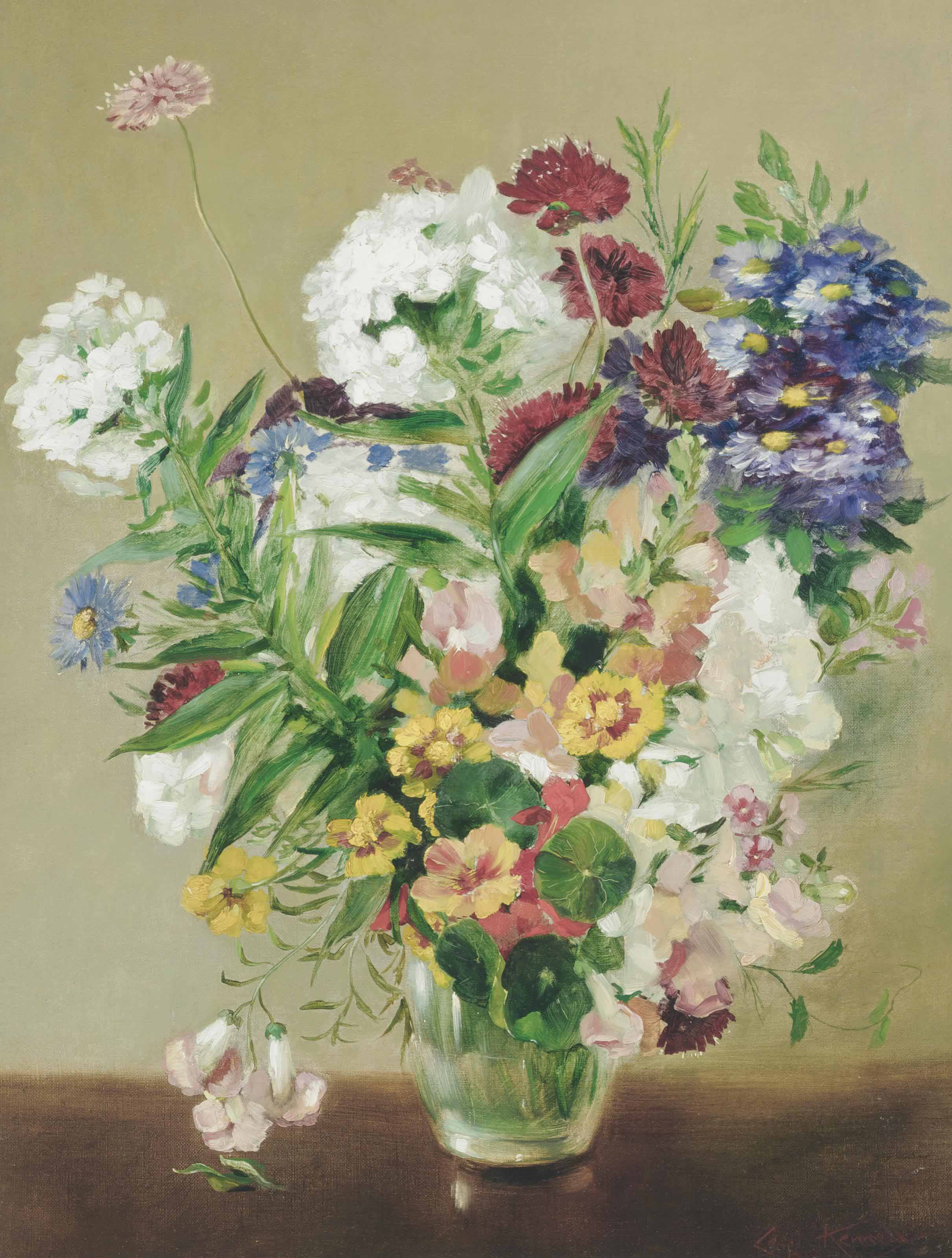 Cecil Kennedy (1905-1997) , Summer flowers in a glass vase | Christie's