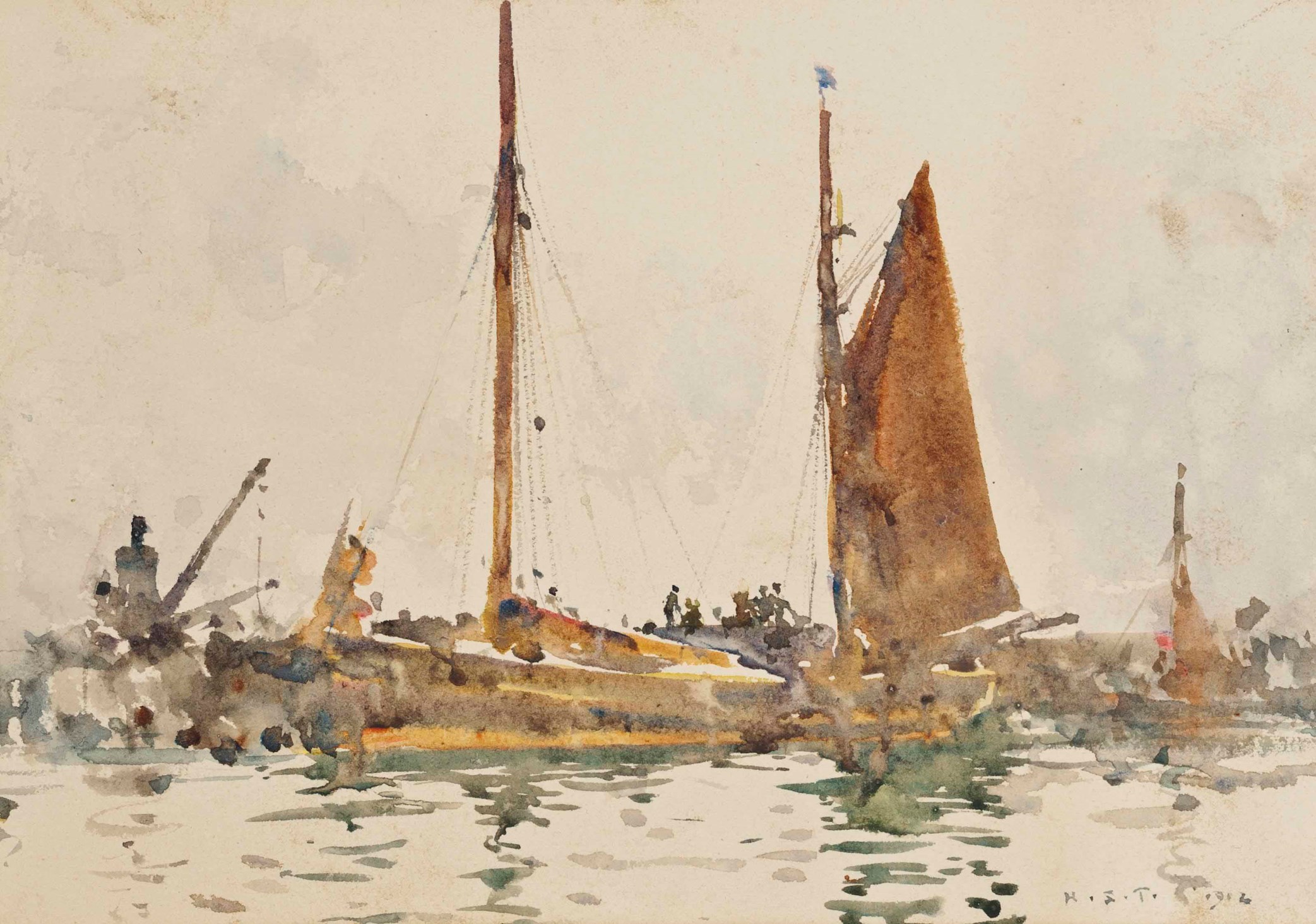 Henry Scott Tuke, R.A., R.W.S. (1858-1929), Lowestoft fishing boats ...