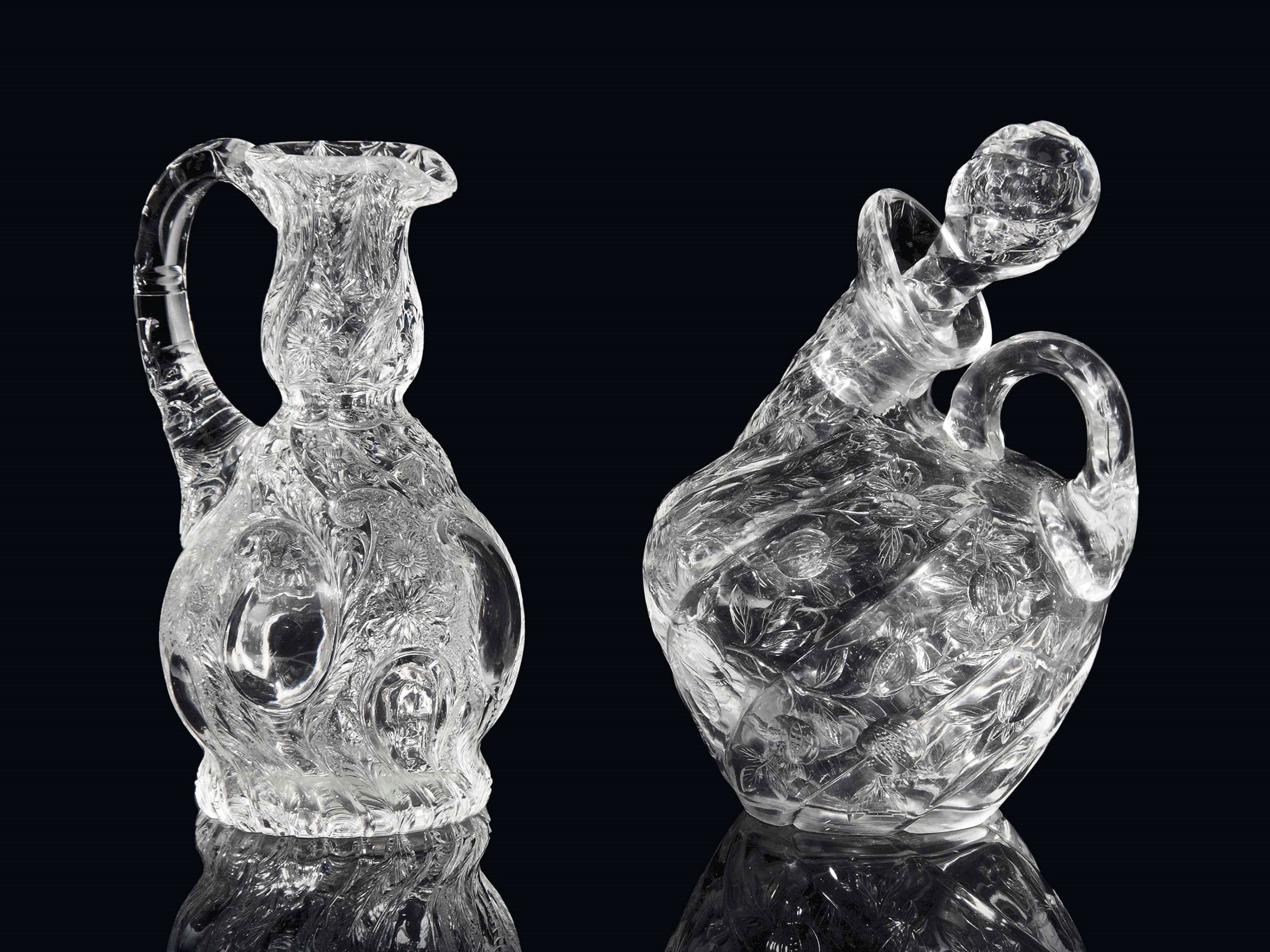 A STOURBRIDGE (STEVENS & WILLIAMS) 'ROCK CRYSTAL' FLAGON DECANTER AND ...
