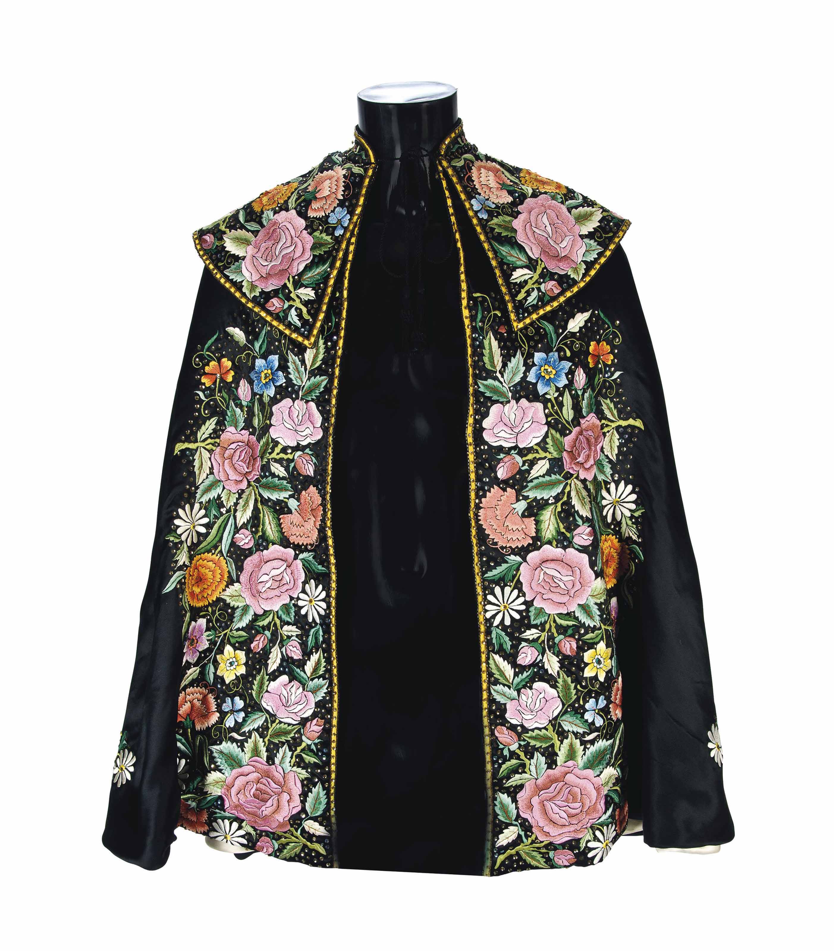 A SPANISH SILK EMBROIDERED MATADOR'S CAPE