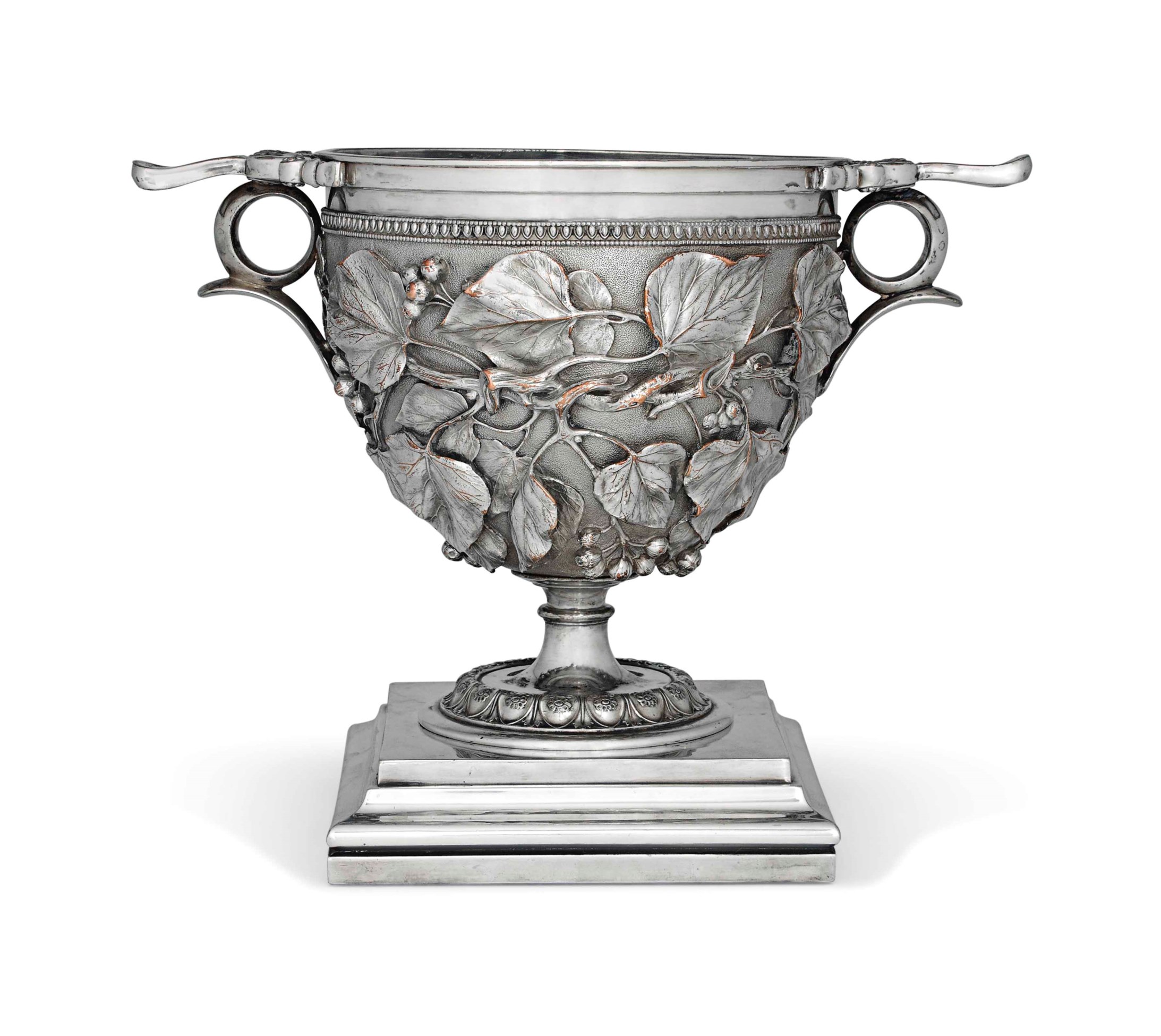A VICTORIAN SILVER-PLATED ELECTROTYPE COPY OF AN ANCIENT ROMAN CUP ...