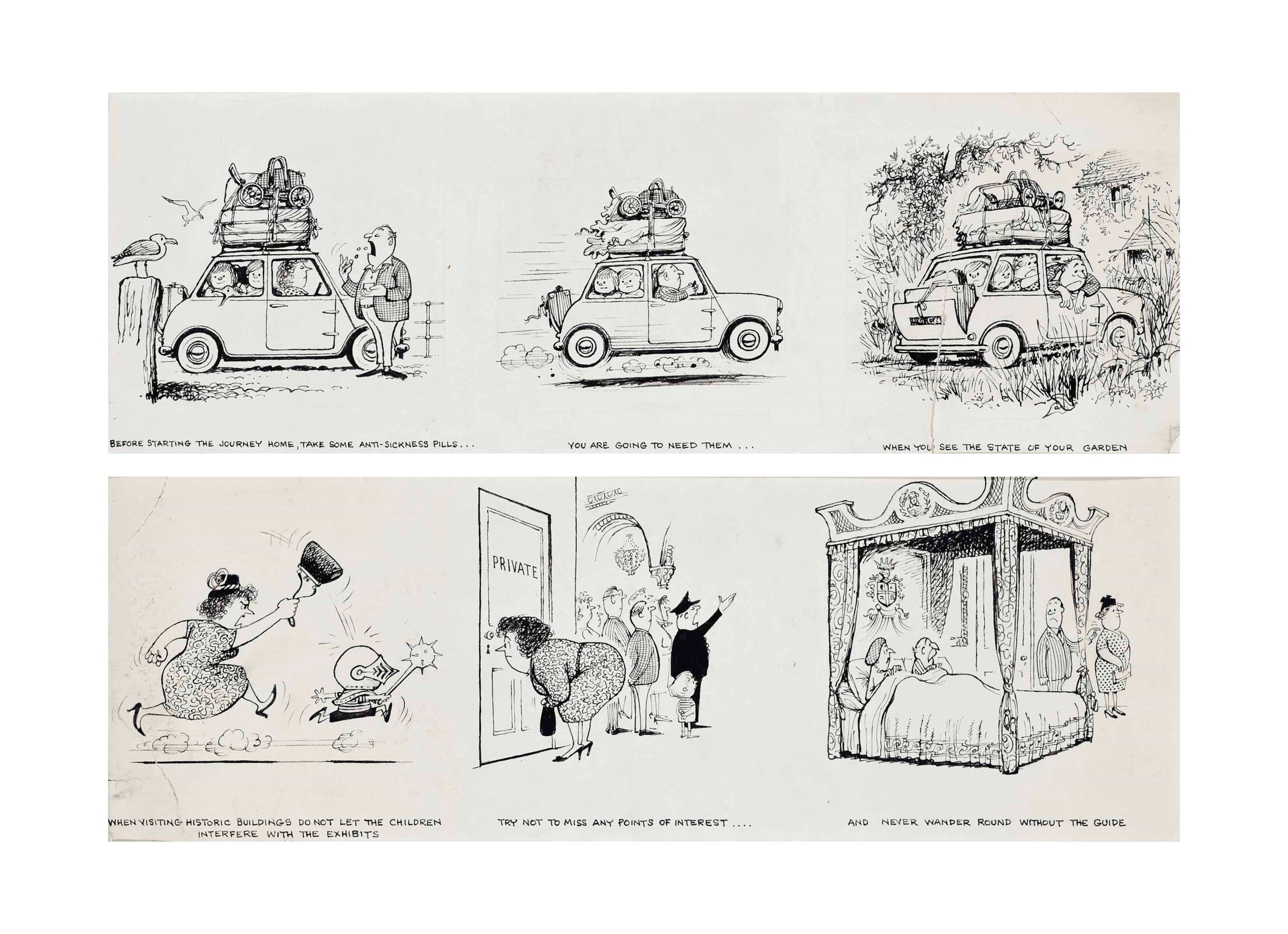 Norman Thelwell (1923-2004), When visiting historic buildings; and ...