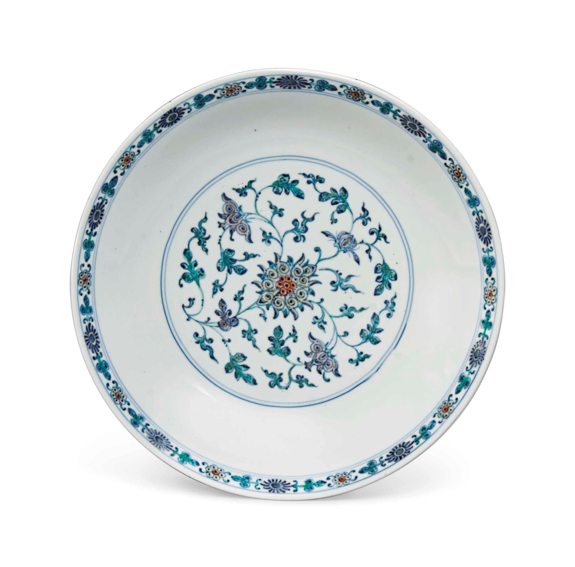 A CHINESE DOUCAI 'LOTUS' DISH, 19TH CENTURY | Christie's