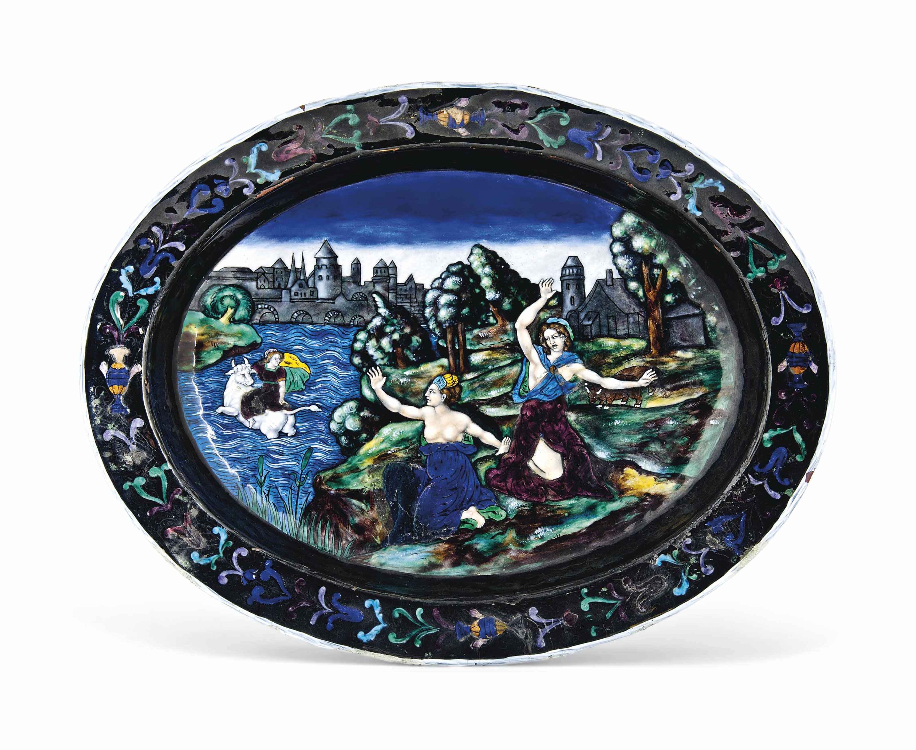 A LIMOGES ENAMEL OVAL DISH