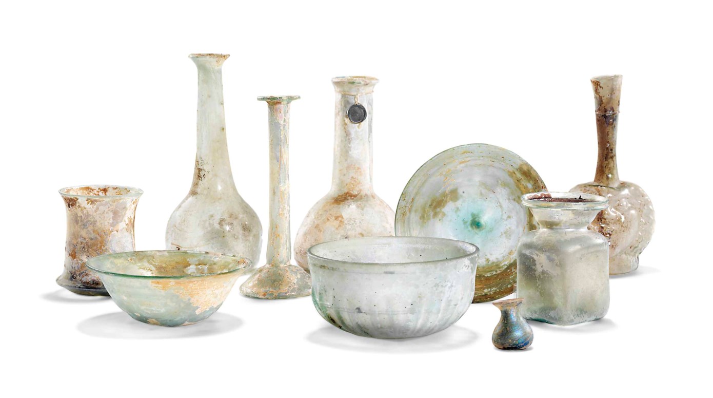 TEN ROMAN GLASS VESSELS, CIRCA 1ST-1ST-4TH CENTURY A.D. | Christie's