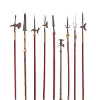 A GROUP OF NINE ITALIAN IRON POLE WEAPONS, FIRST HALF 20TH CENTURY ...