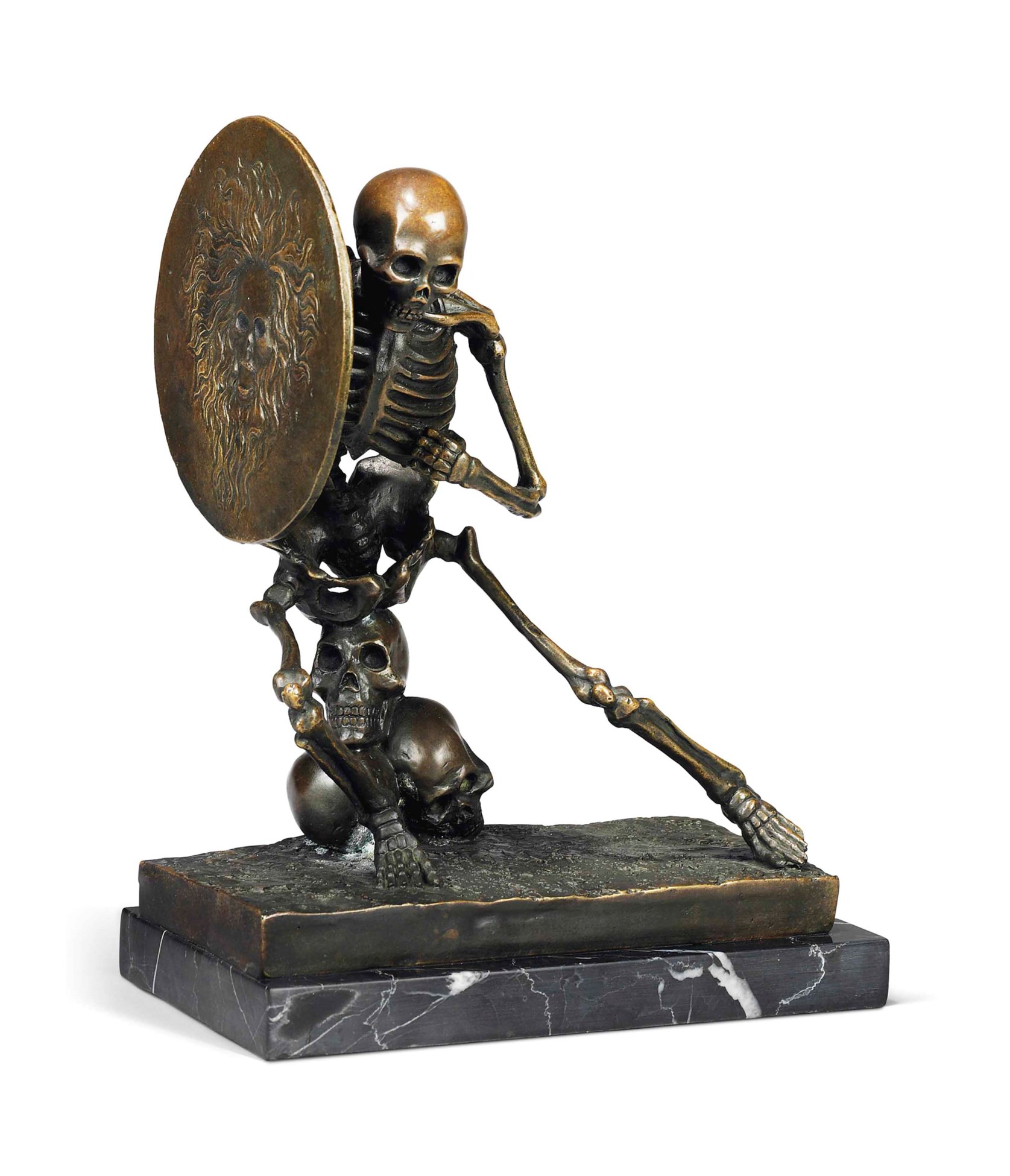 A BRONZE MEMENTO MORI BOOKEND, MODERN | Christie's