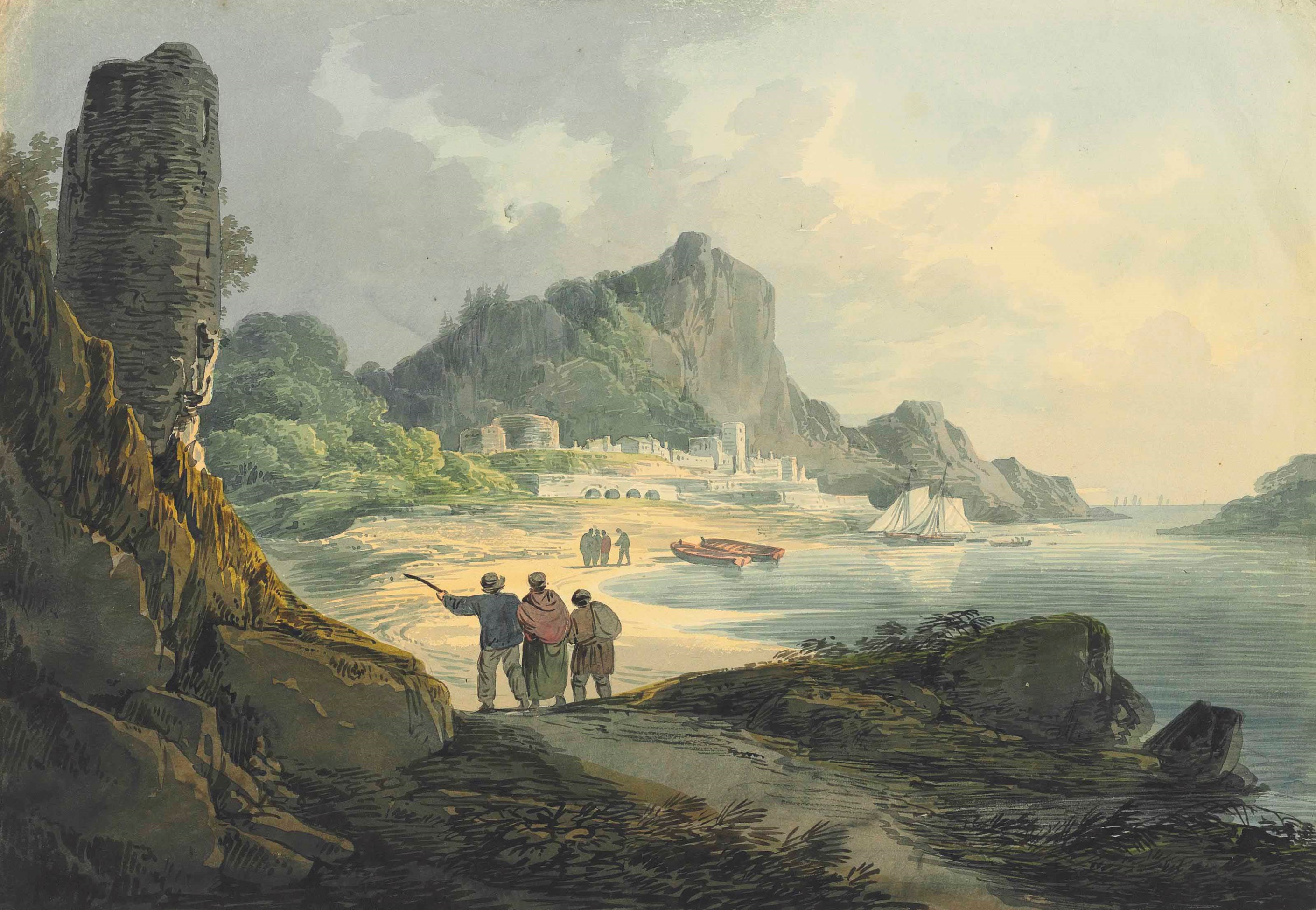 William Payne, O.W.S. (London 1760-1830), Figures on a track ...