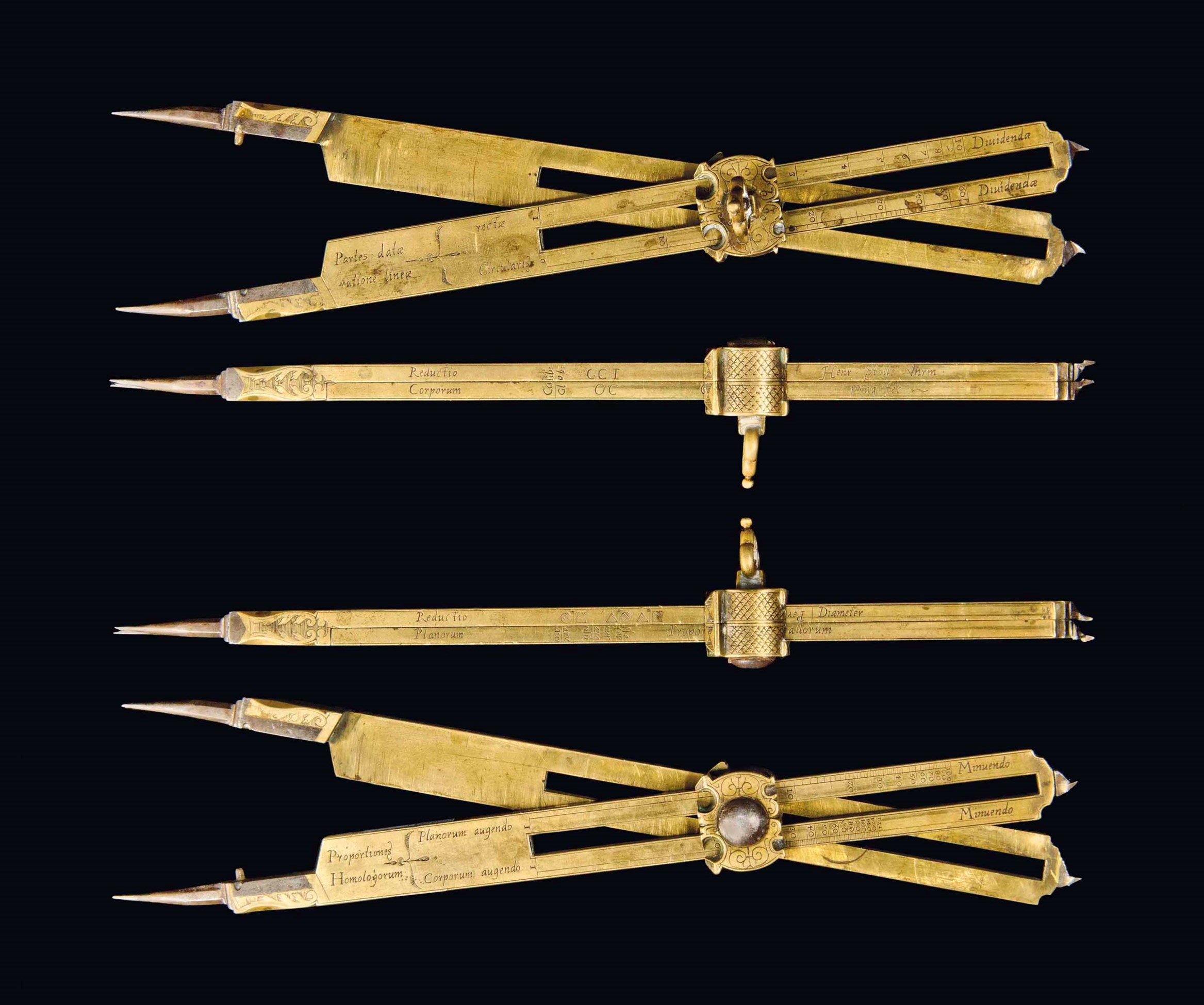 EARLY BRASS PROPORTIONAL DIVIDERS, HEINRICH STOLLE, EARLY 17TH CENTURY ...