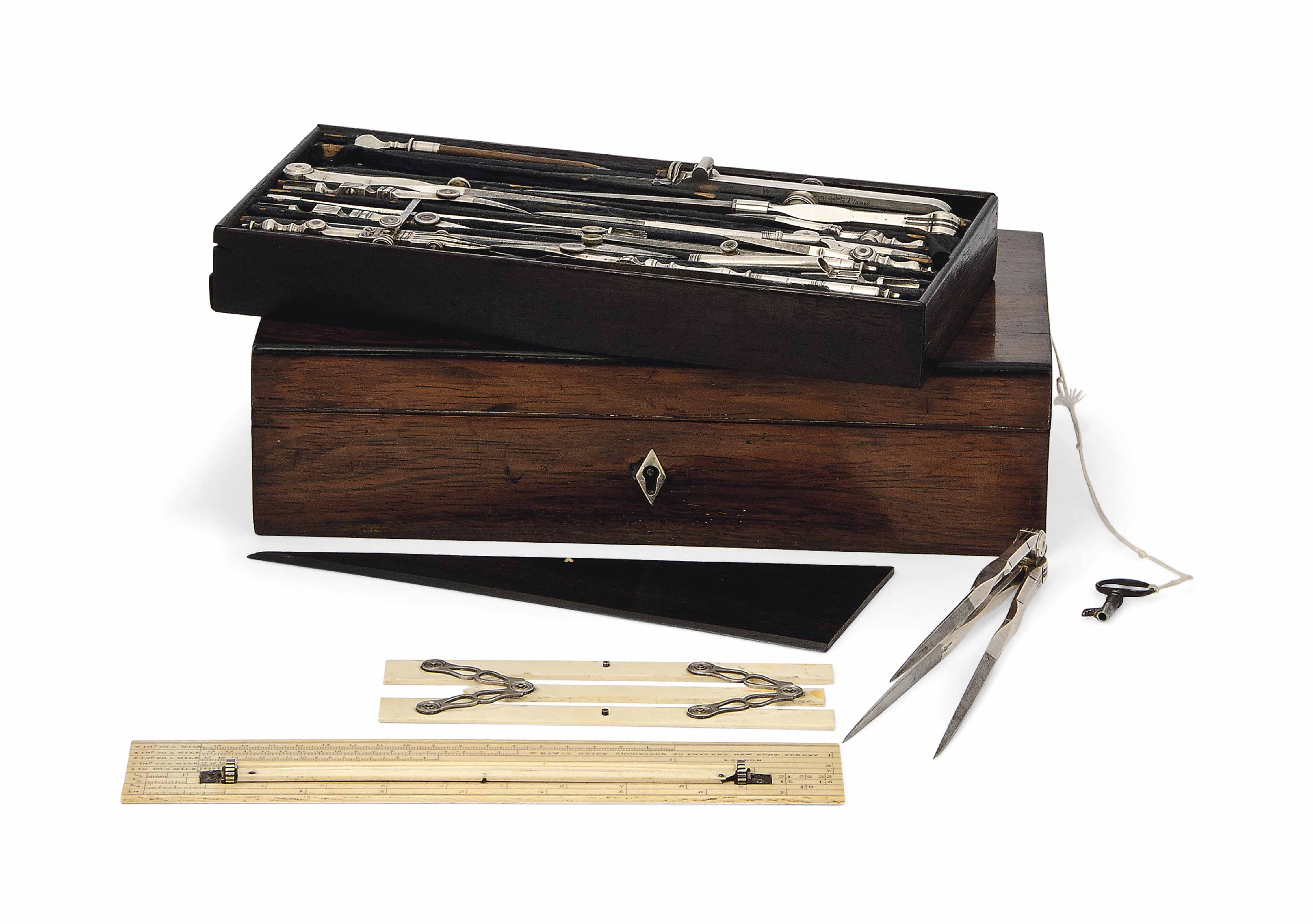 A SET OF SILVER DRAWING INSTRUMENTS