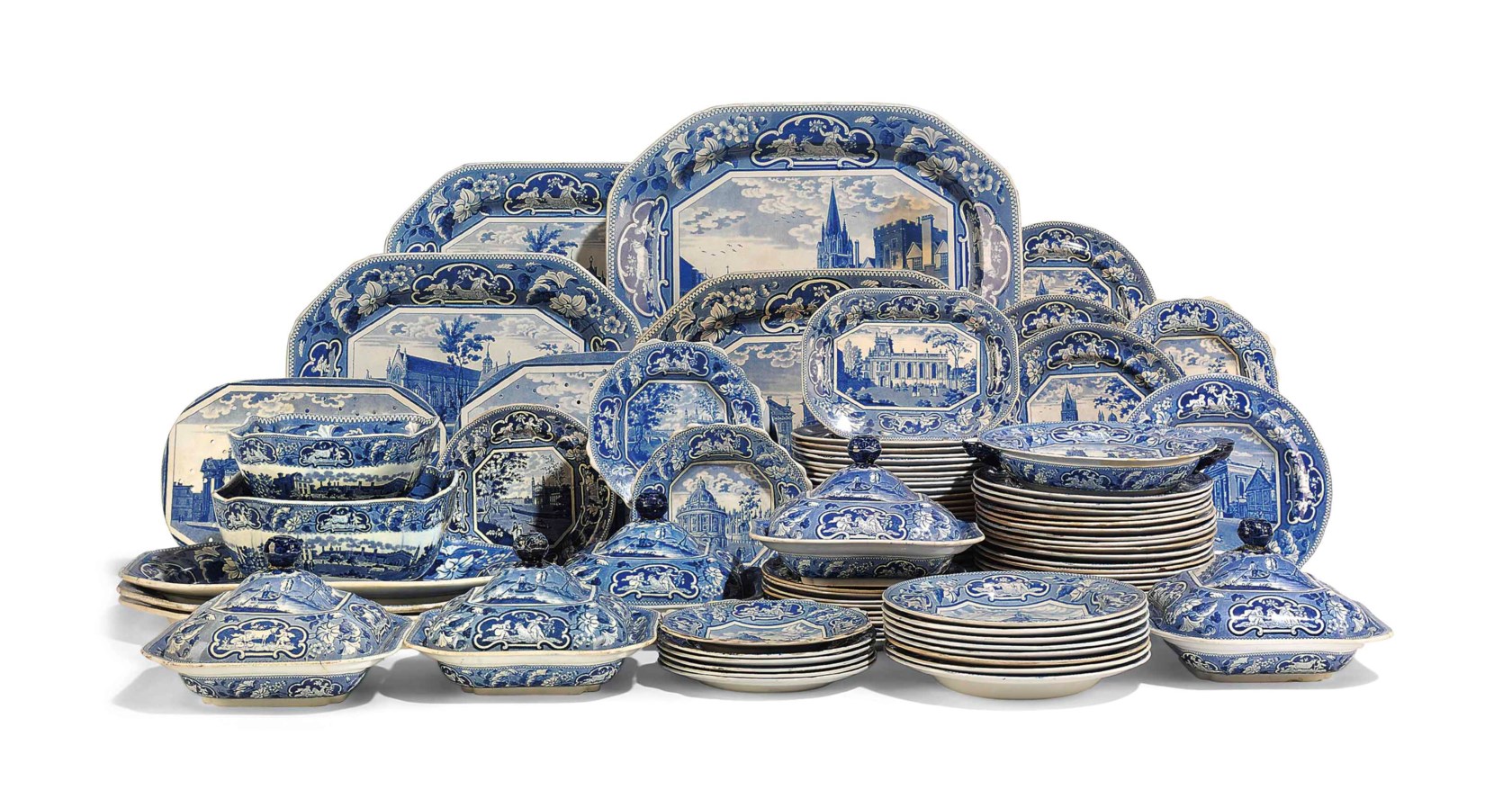 A J. & W. RIDGWAY 'OPAQUE CHINA' PEARLWARE BLUE AND WHITE TRANSFER ...