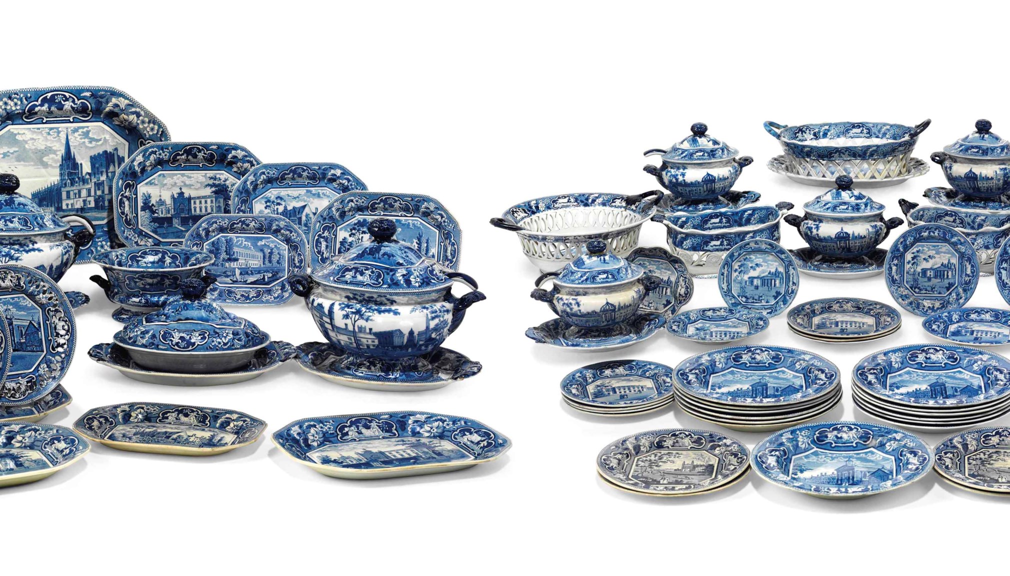A J. & W. RIDGWAY 'OPAQUE CHINA' PEARLWARE BLUE AND WHITE TRANSFER ...