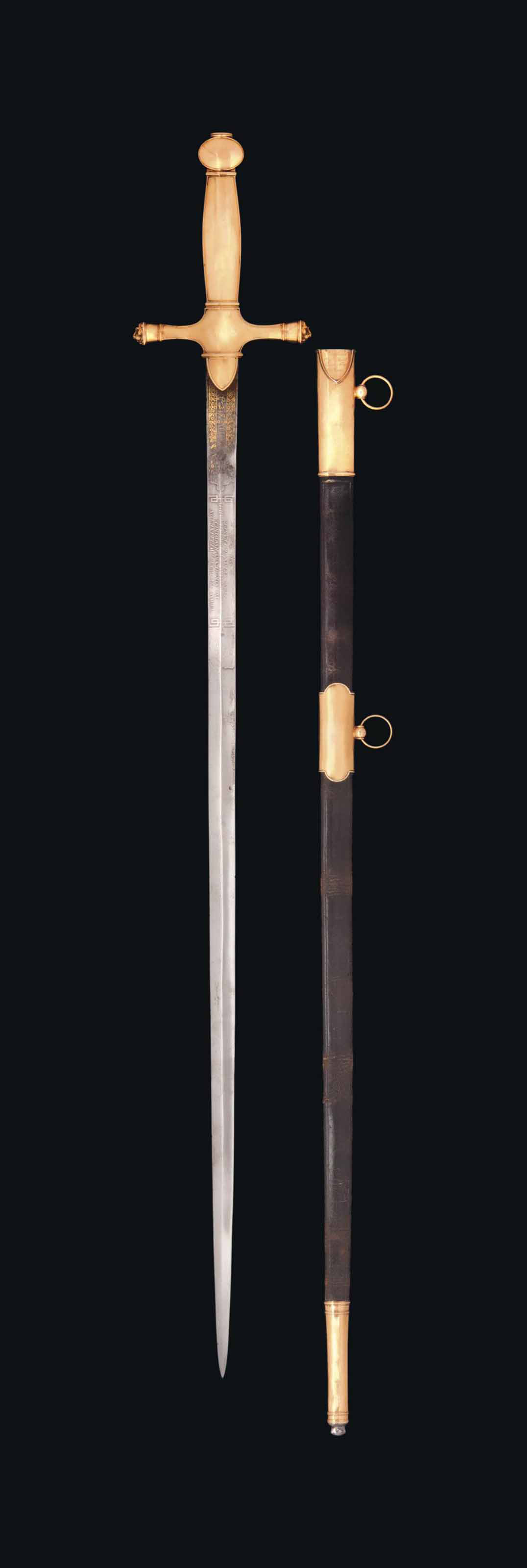 A FINE & IMPORTANT FRENCH GOLD-HILTED SWORD (GLAIVE) CARRIED BY FIELD ...