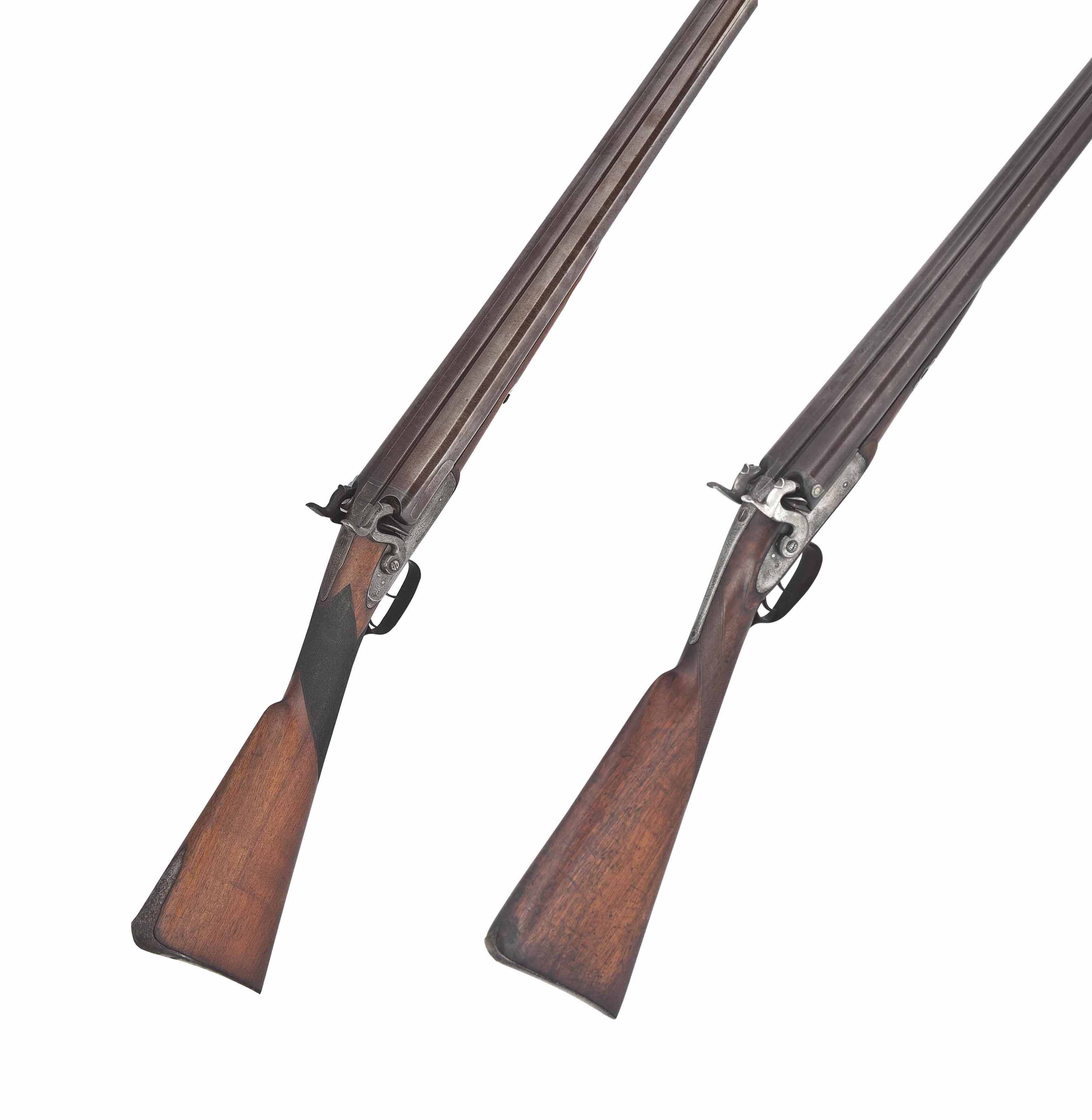 A BELGIAN 4-BORE DOUBLE-BARRELLED PERCUSSION WILDFOWLING GUN ...