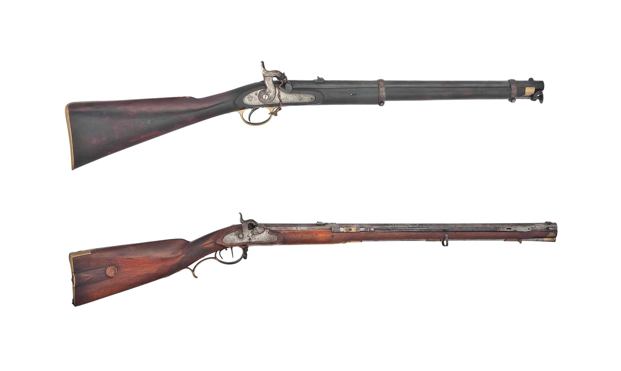 AN UNUSUAL GERMAN 25-BORE PERCUSSION JÄGER RIFLE WITH SPRING-BAYONET ...