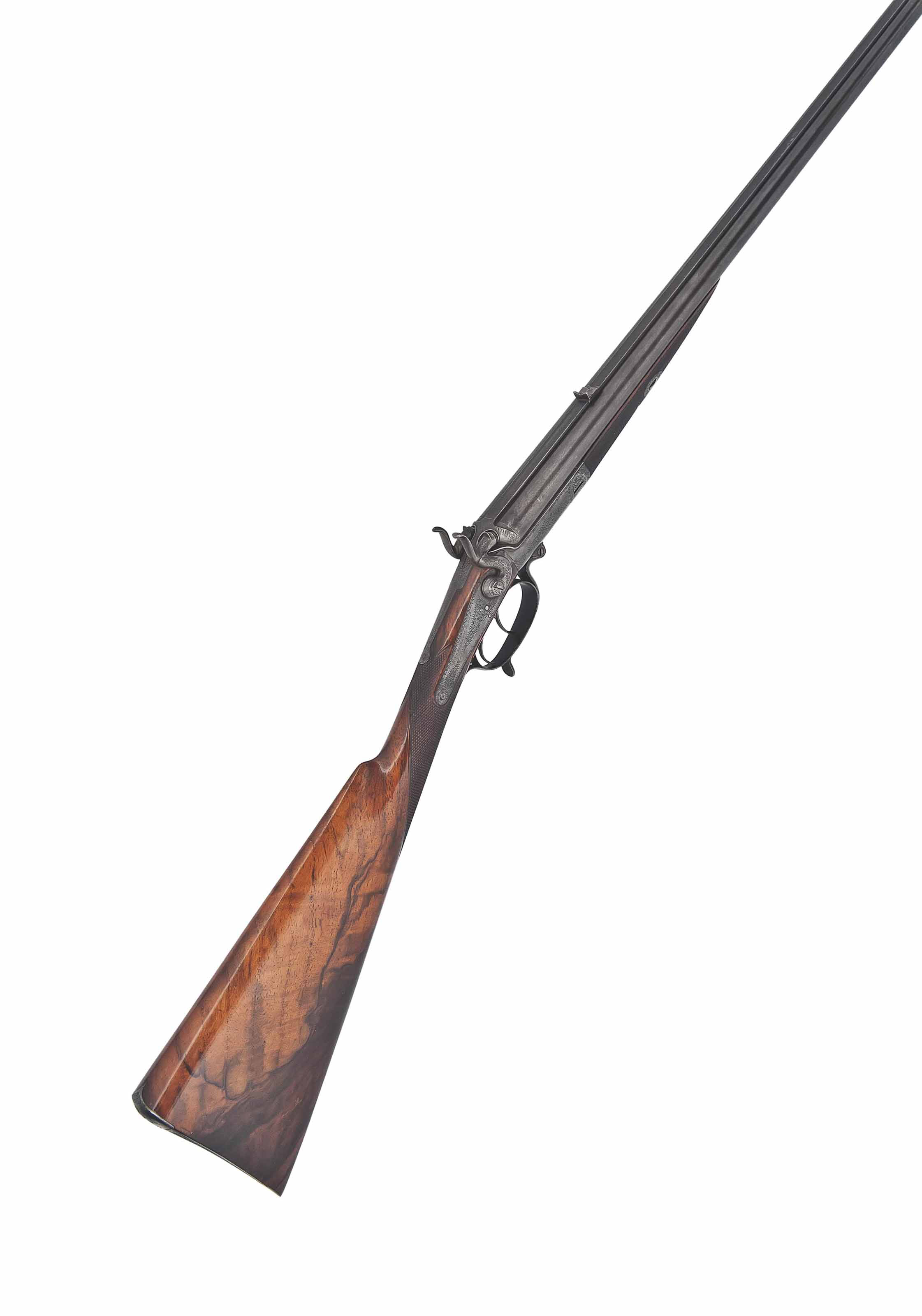 A .360 (BLACK POWDER EXPRESS) DOUBLE-BARRELLED PUSH FORWARD UNDERLEVER ...