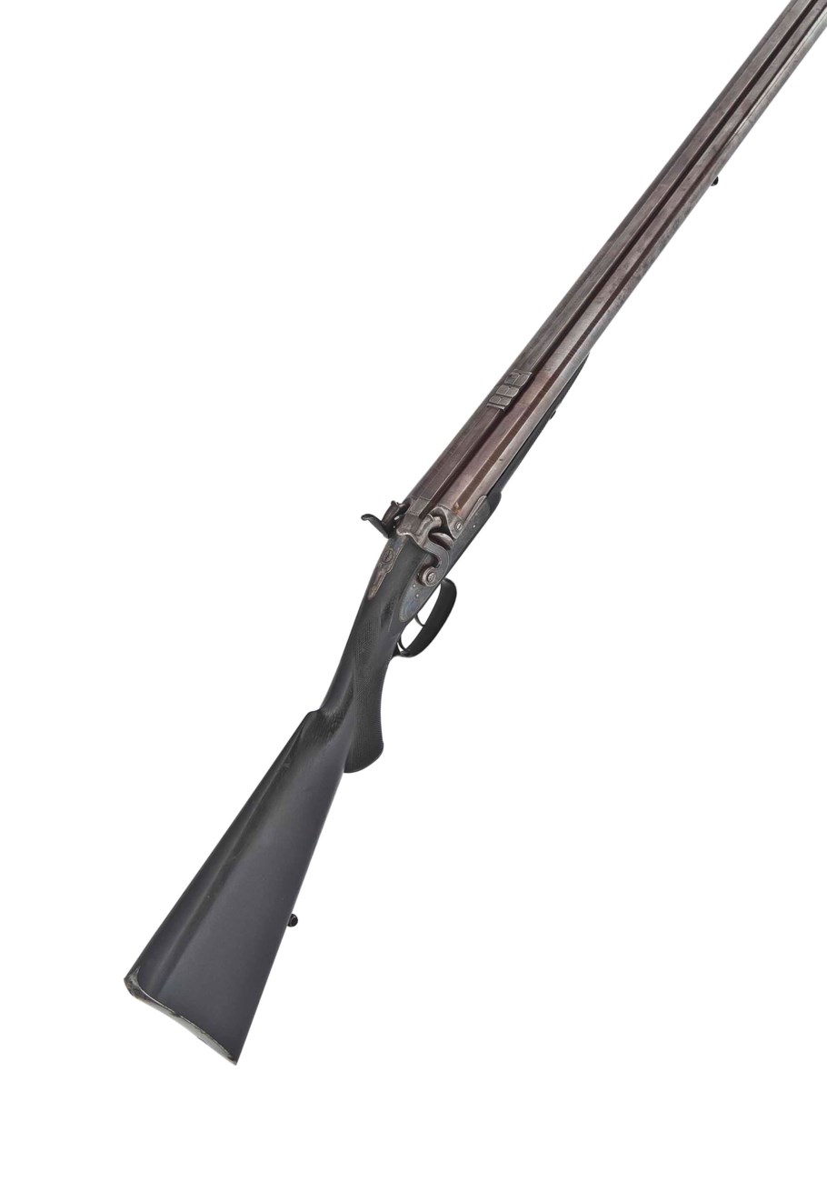 A 12-BORE DOUBLE-BARRELLED PERCUSSION SPORTING RIFLE, R.B. RODDA & CO ...