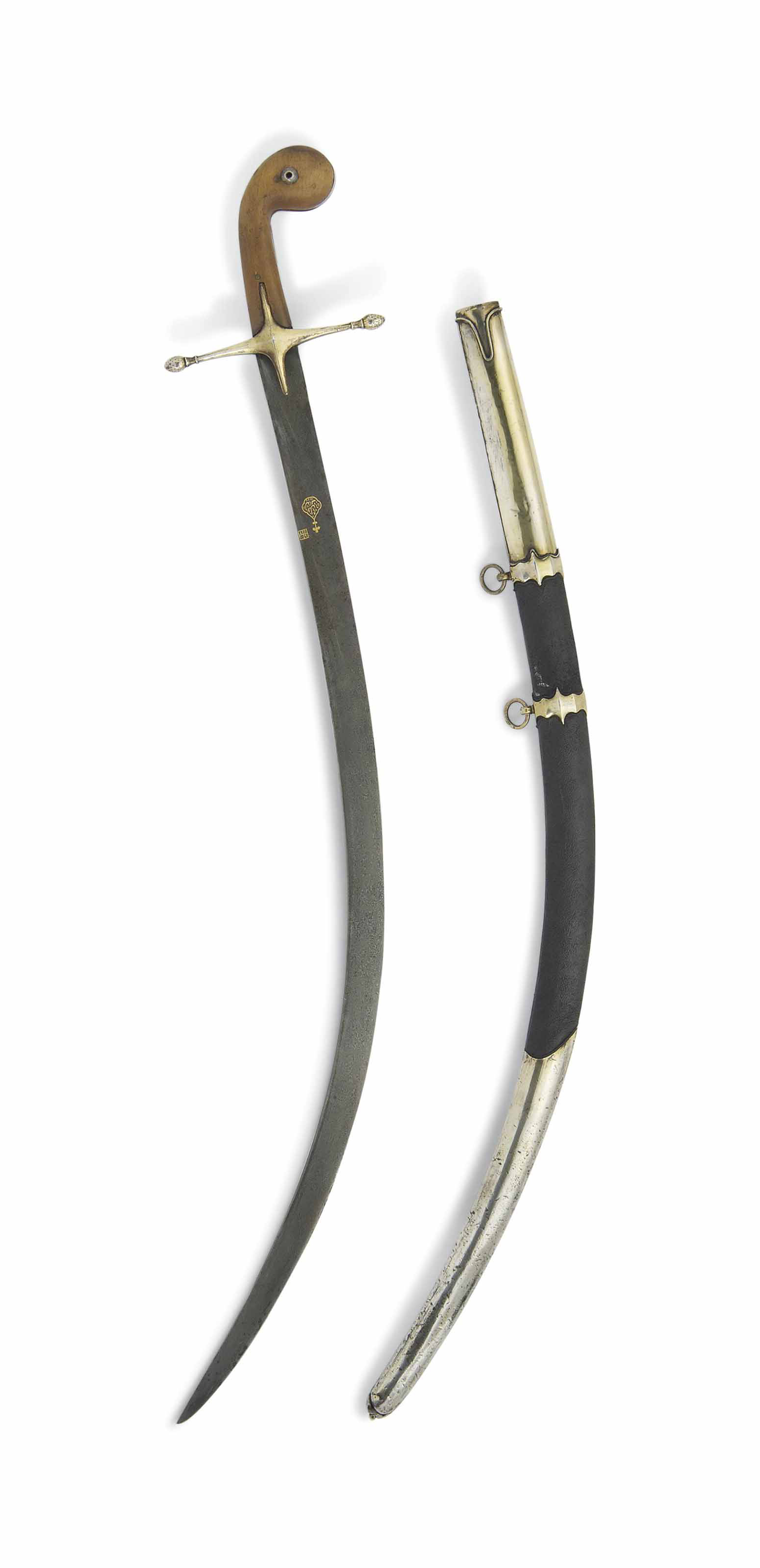 AN FINE OTTOMAN SHAMSHIR WITH SILVER-GILT MOUNTS