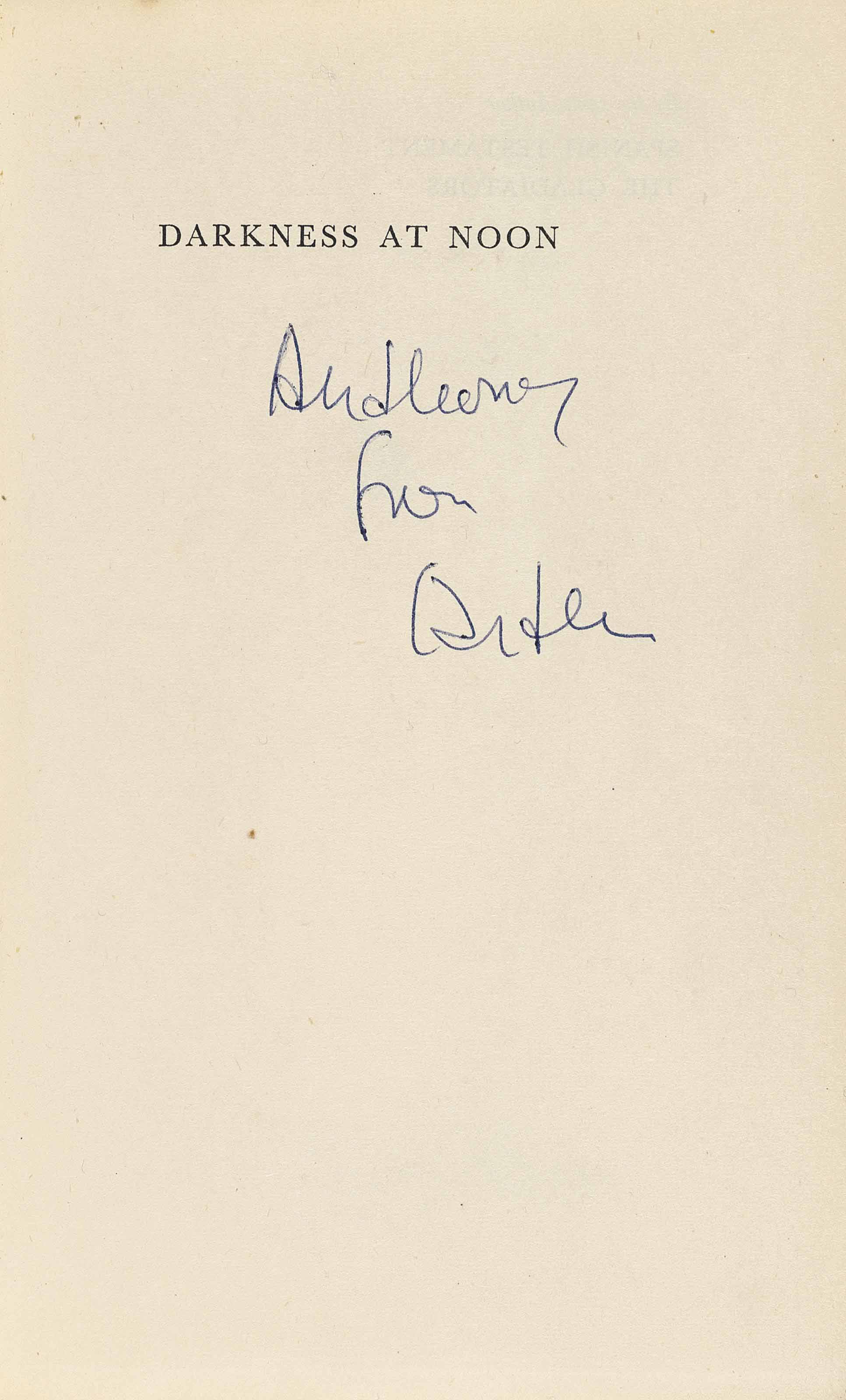 KOESTLER, Arthur. Darkness at Noon … Translated by Daphne Hardy. London ...