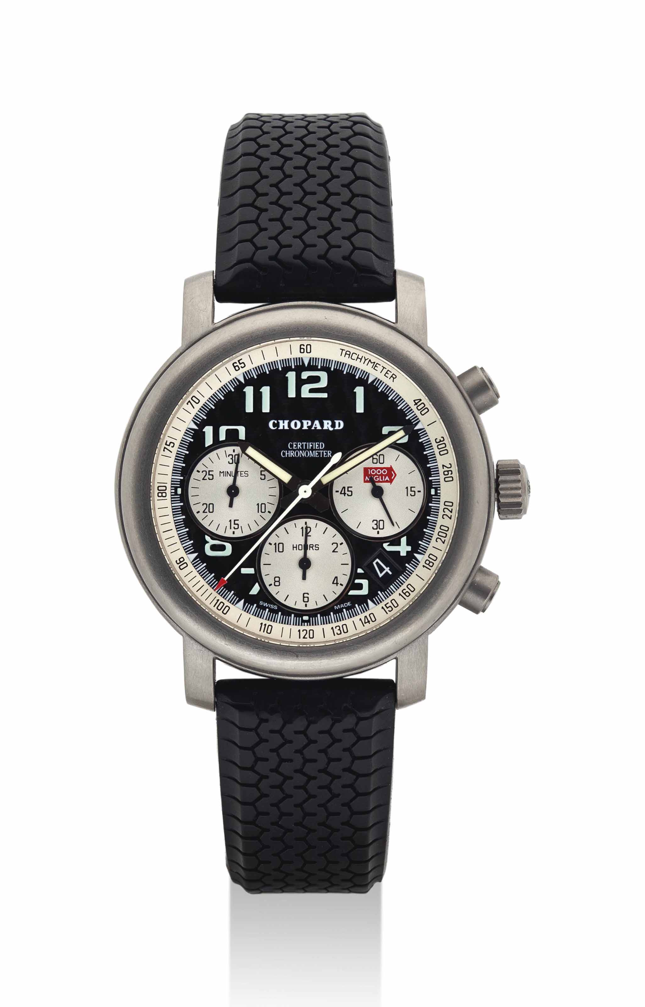 CHOPARD. A TITANIUM AUTOMATIC CHRONOGRAPH WRISTWATCH WITH DATE