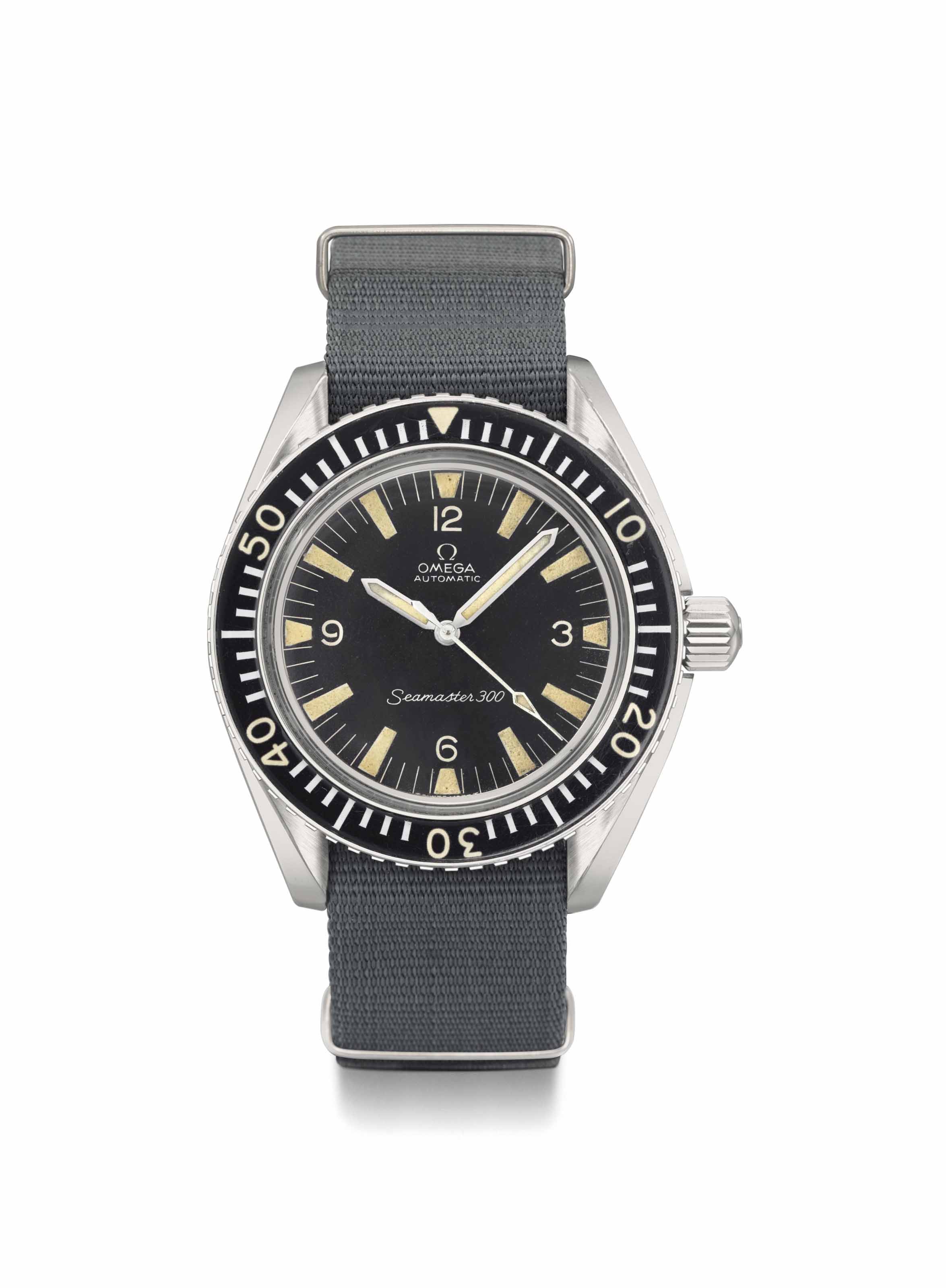 Omega. A very rare stainless steel automatic diver's wristwatch with ...