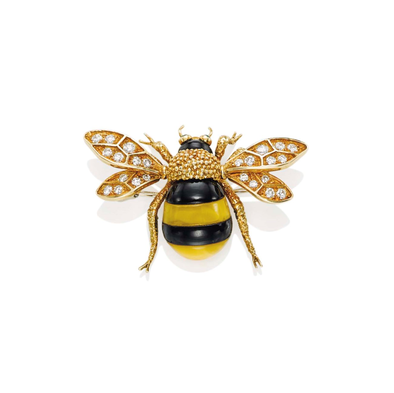 AN AMBER, ONYX AND DIAMOND NOVELTY BROOCH, BY CARTIER | Christie's