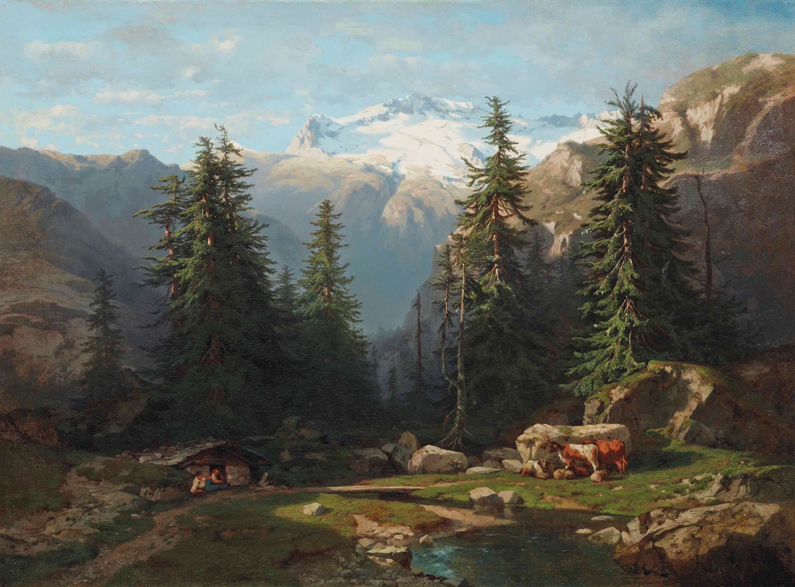 ALEXANDRE CALAME (1810-1864) , Vue prise à la Handeck, 1836-1842 ...