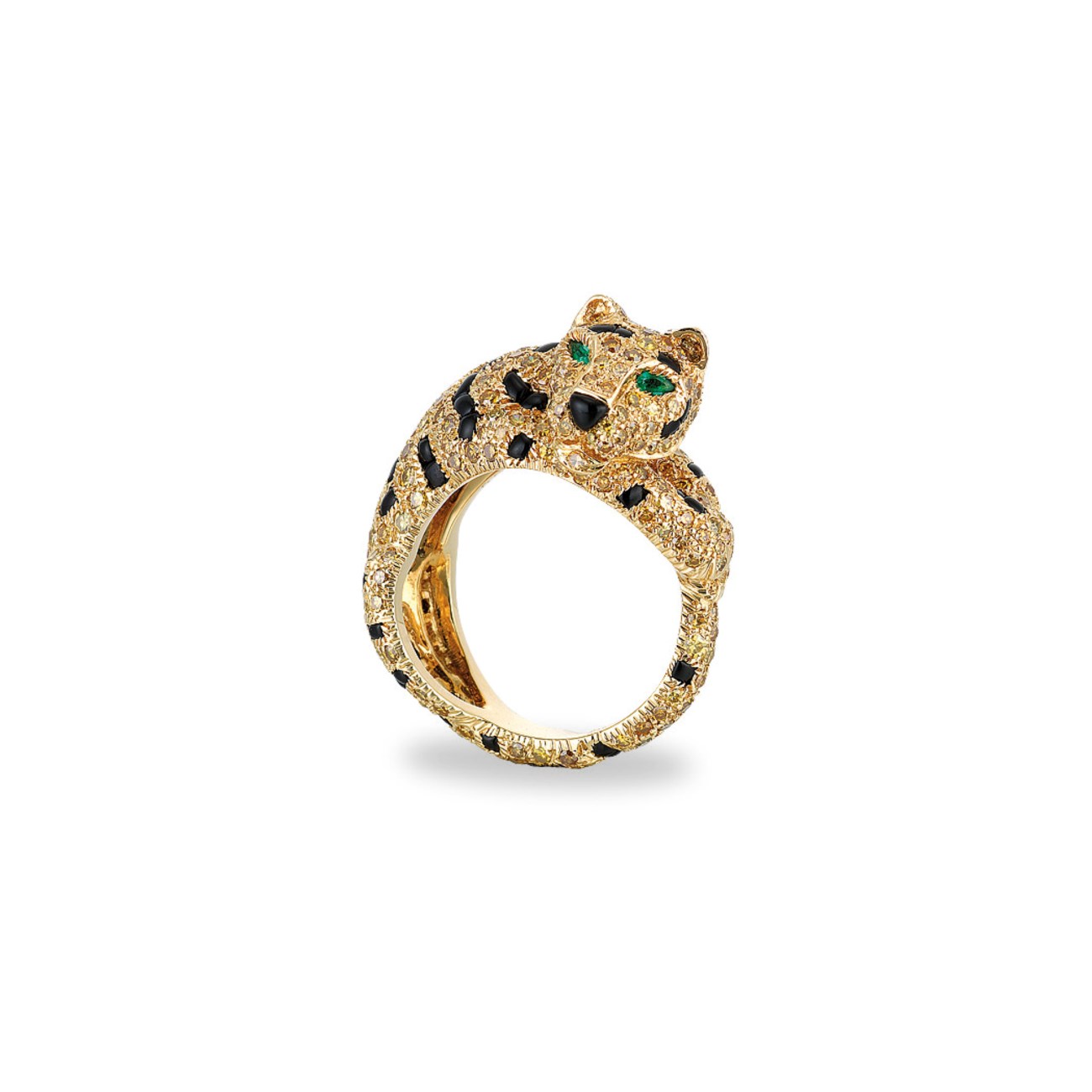 A COLOURED DIAMOND, ONYX AND EMERALD 'TIGER' RING, BY CARTIER | Christie's