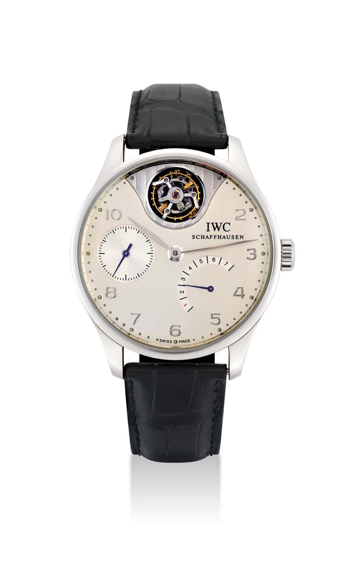 IWC. A FINE AND RARE PLATINUM LIMITED EDITION AUTOMATIC TOURBILLON ...