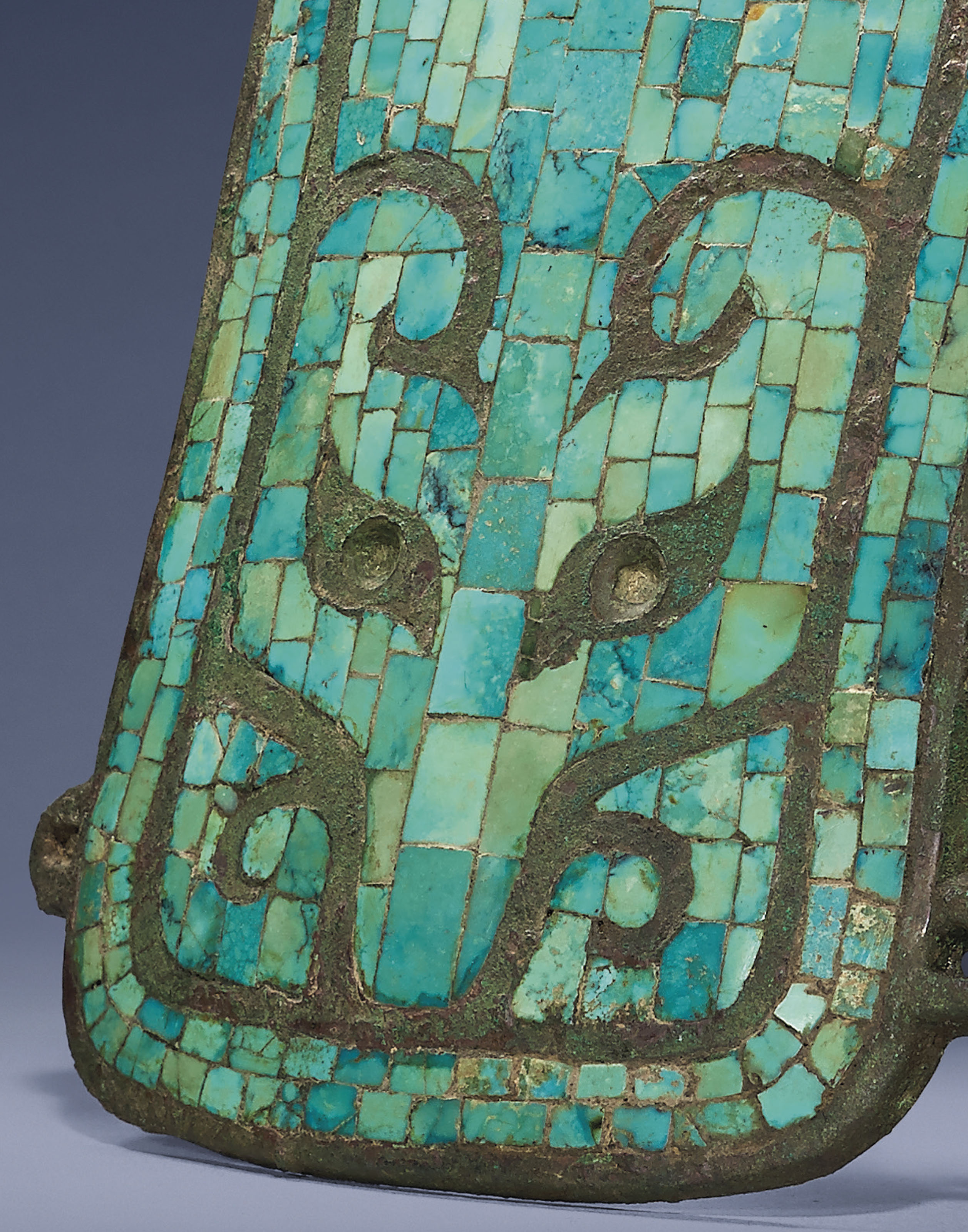 A VERY RARE TURQUOISE-INLAID BRONZE PLAQUE , ERLITOU CULTURE, CIRCA ...