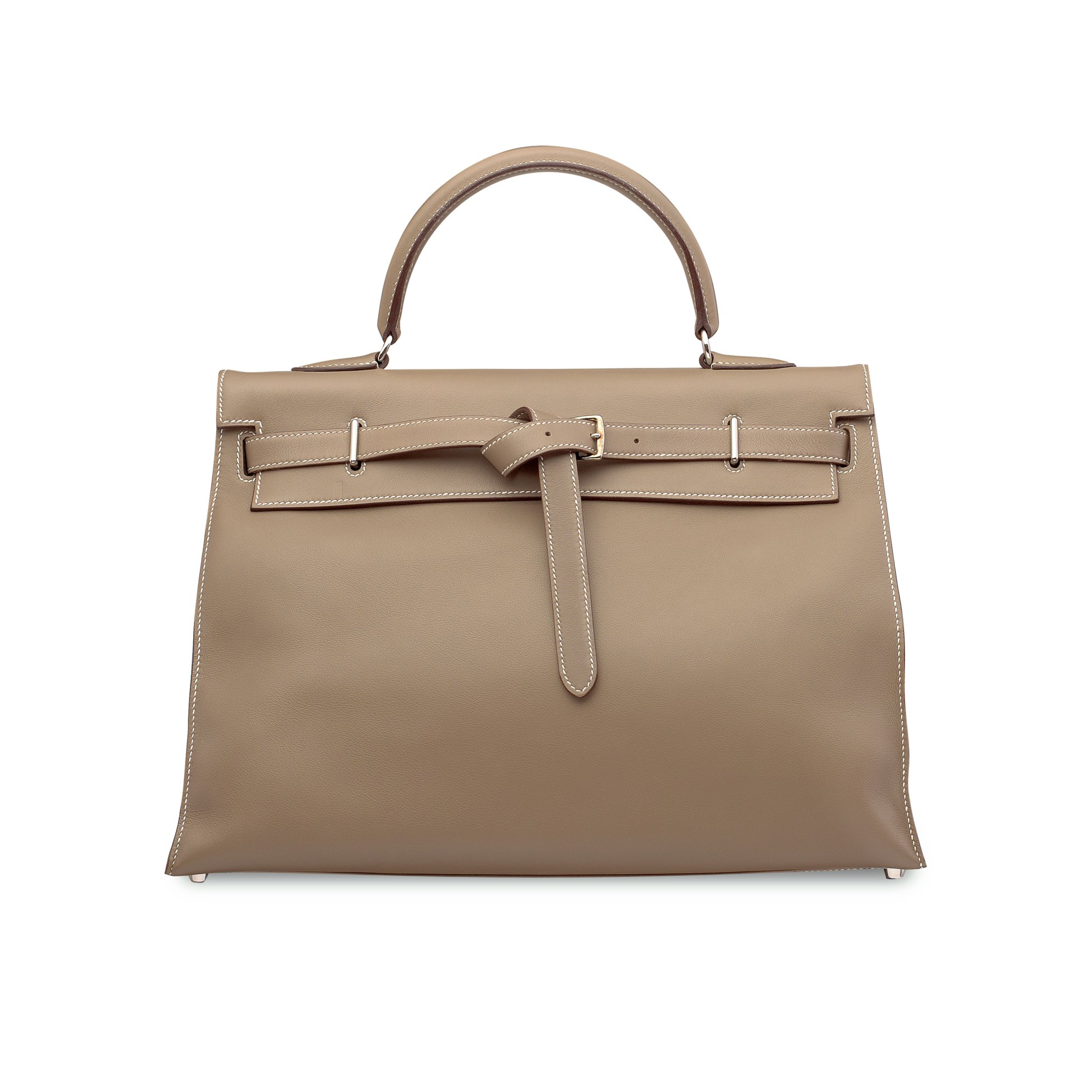 AN ÉTOUPE SWIFT LEATHER KELLY FLAT 35 WITH PALLADIUM HARDWARE, HERMÈS ...