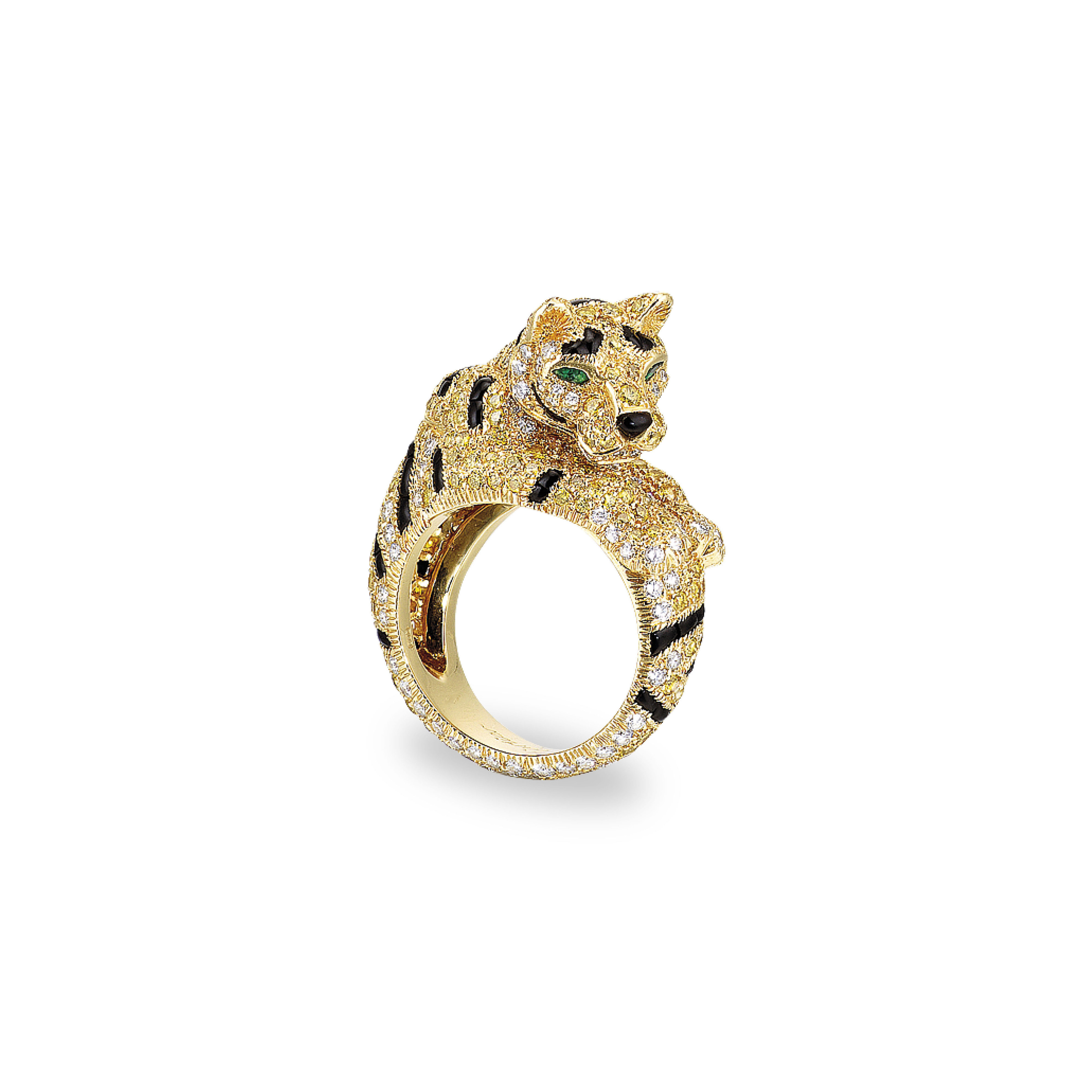 A MULTI-GEM 'TIGER' RING, BY CARTIER