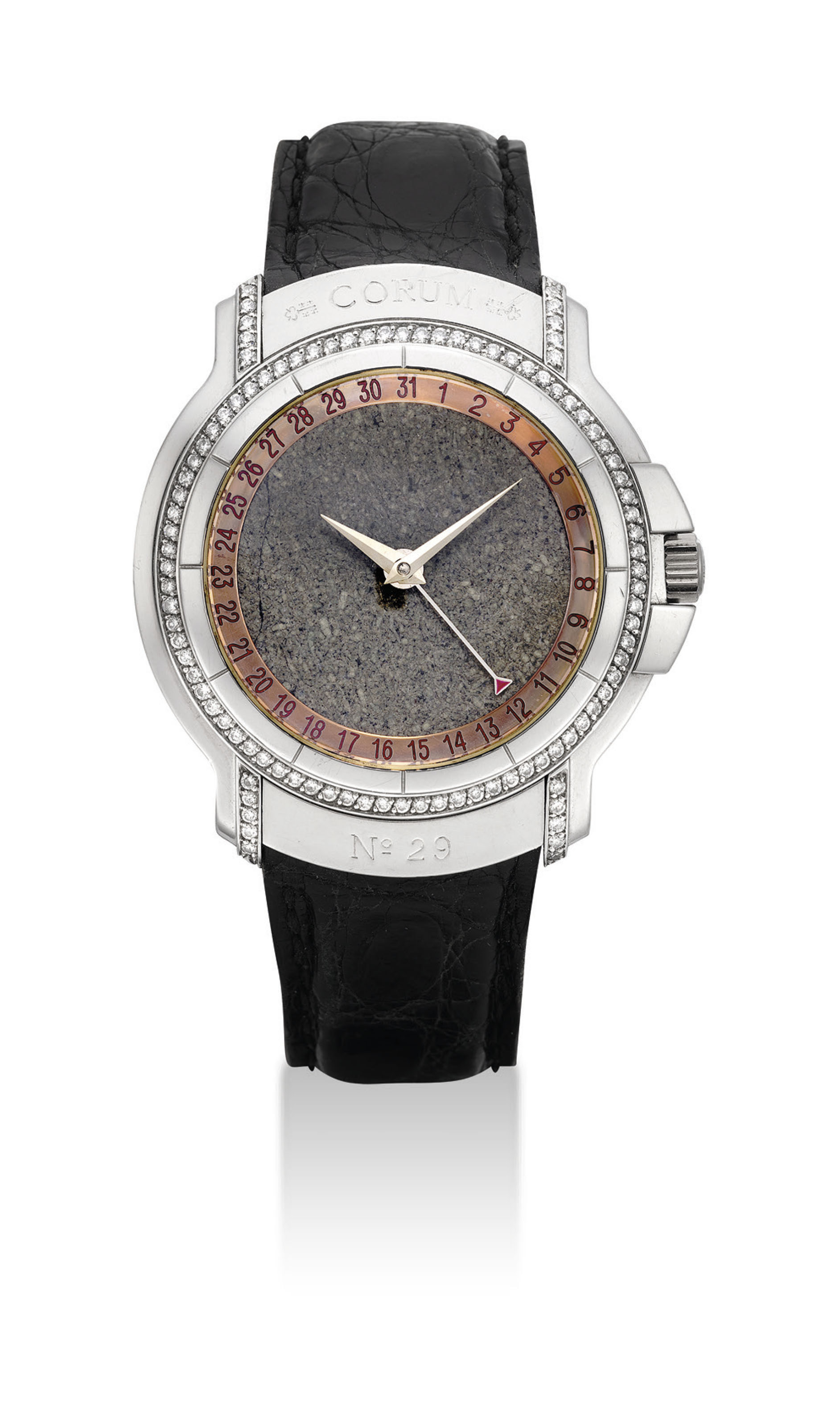 CORUM. A PLATINUM AND DIAMOND-SET LIMITED EDITION AUTOMATIC WRISTWATCH ...