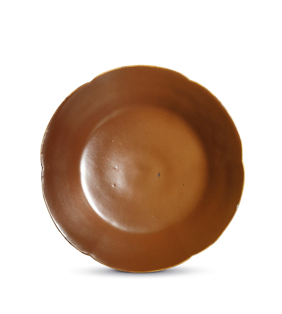 AN EXCEPTIONALLY RARE PERSIMMON-GLAZED DING-TYPE MALLOW-SHAPED DISH ...