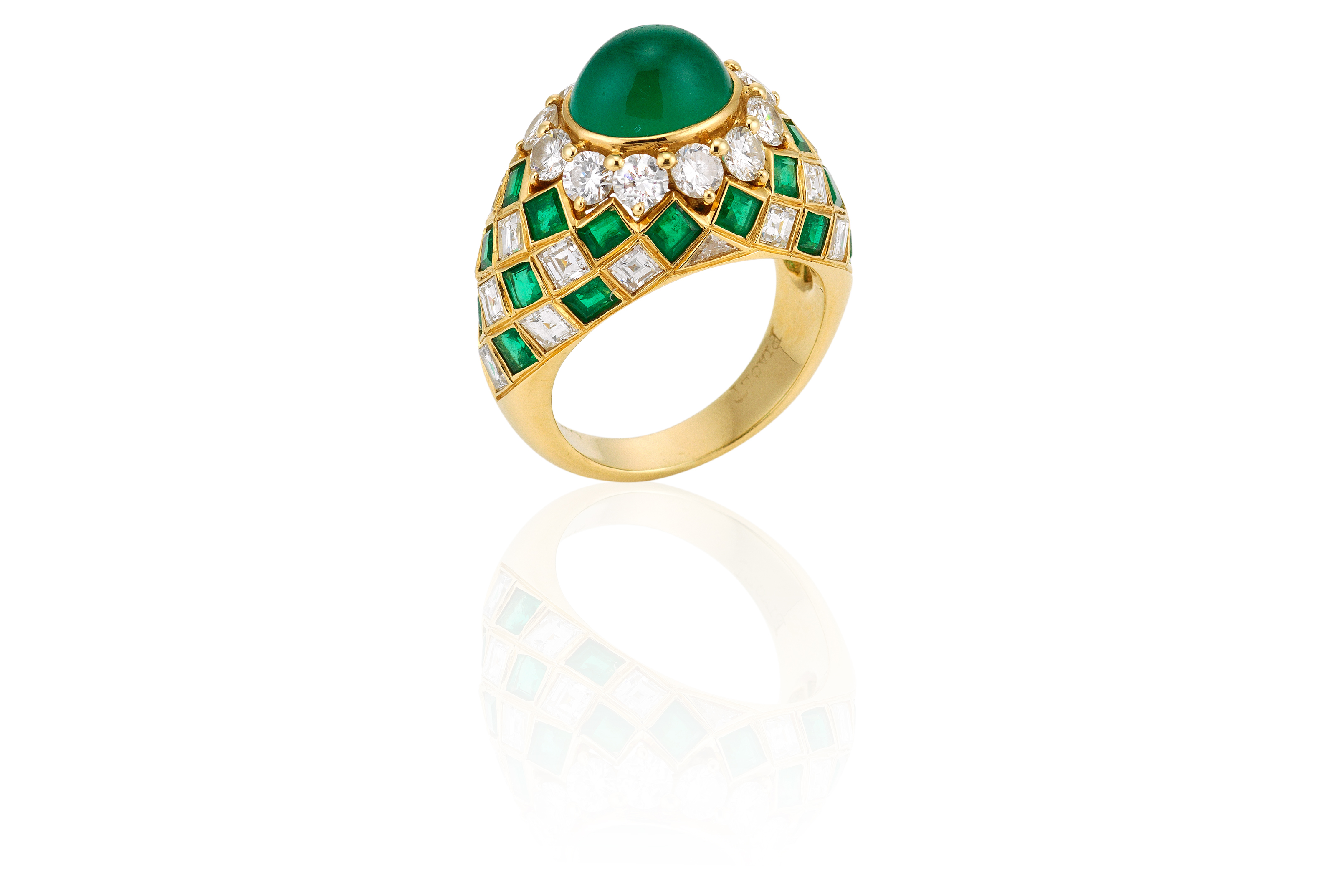 PIAGET CAT’S EYE EMERALD, EMERALD AND DIAMOND RING WITH GIA CERTIFICATE ...