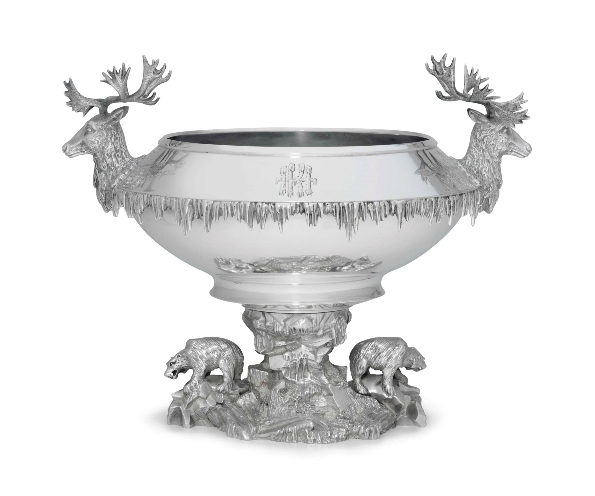 A SILVER ICE BOWL IN ALASKAN STYLE, MARK OF GORHAM MFG. CO., PROVIDENCE ...