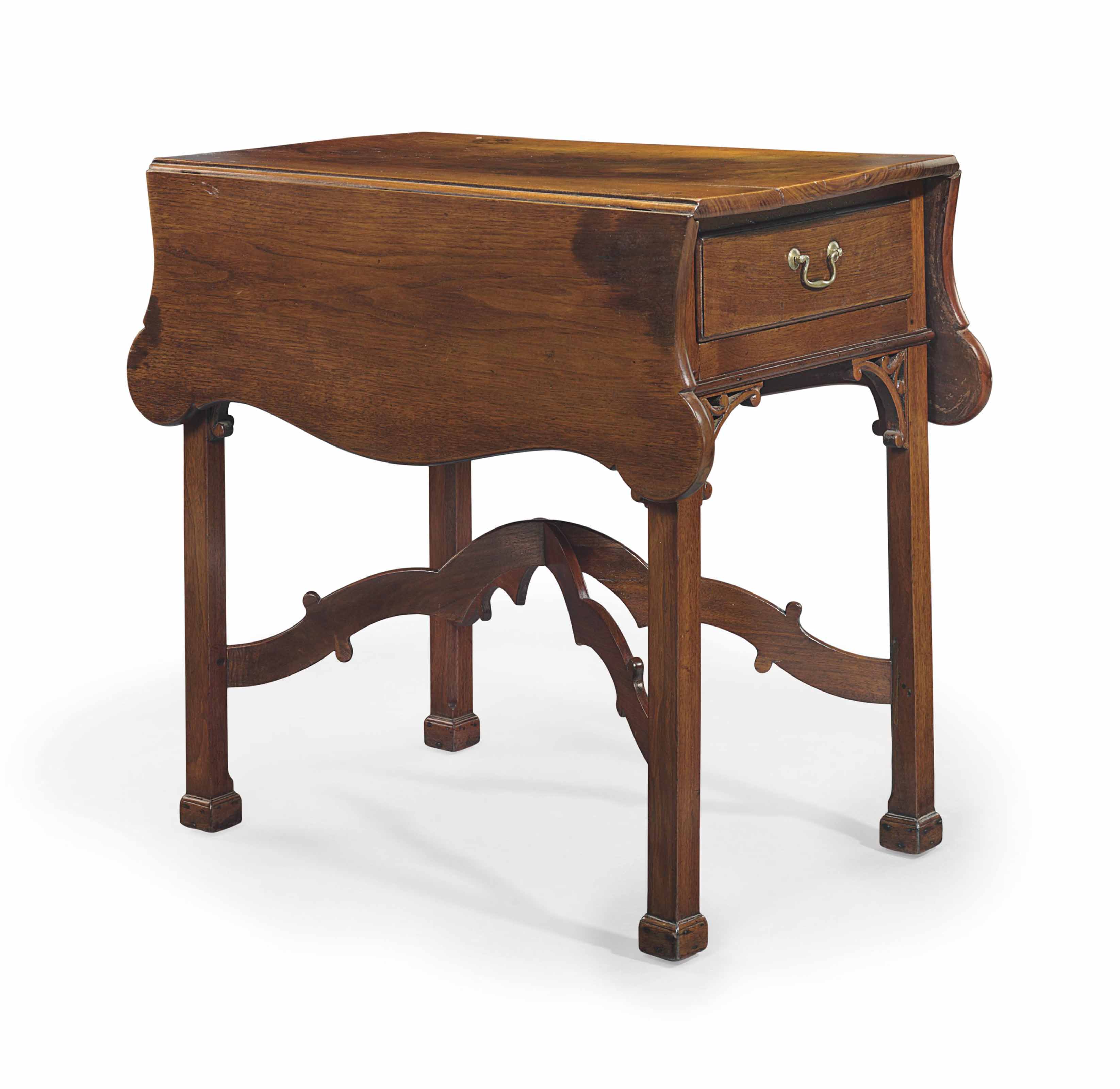 A CHIPPENDALE WALNUT PEMBROKE TABLE