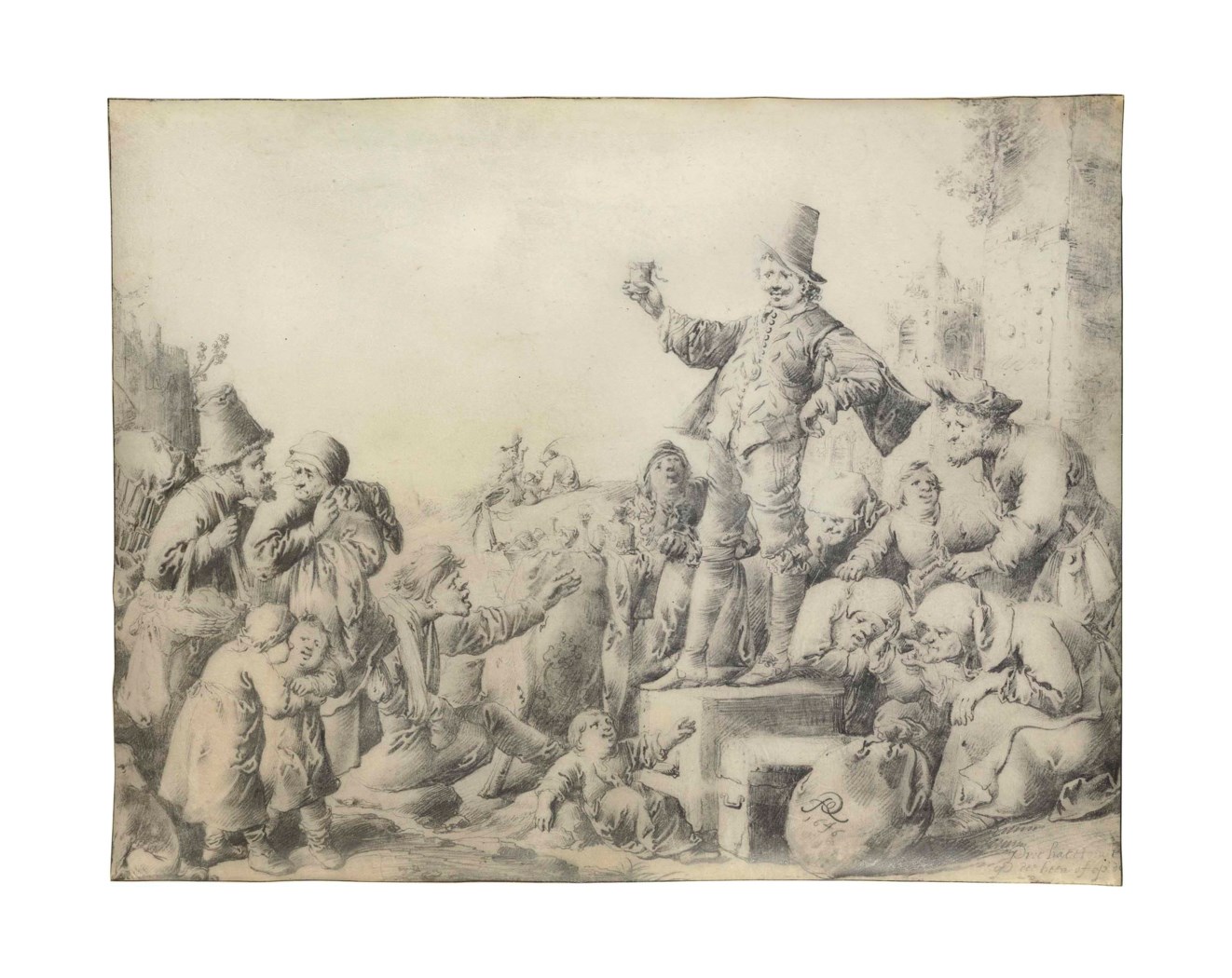 Pieter Jansz. Quast (Amsterdam 1605-1647), A quack selling a remedy to ...