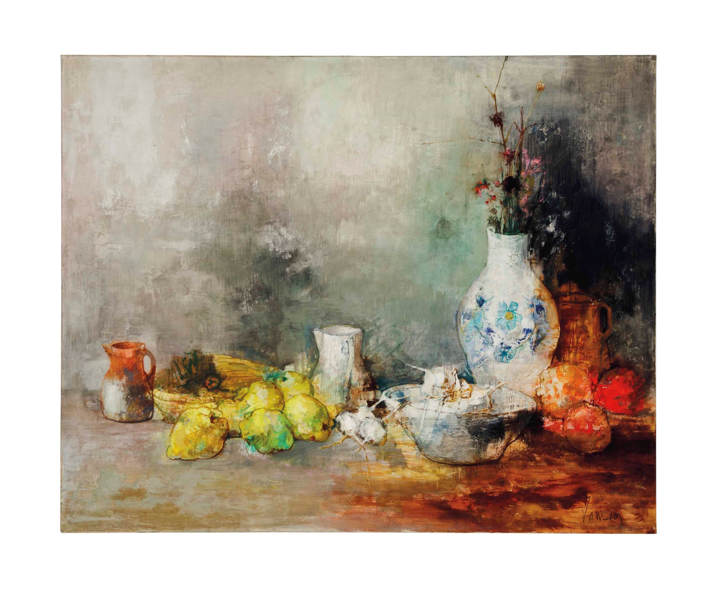 Jean Jansem (French, 1920-2013), Nature morte au pichet et vase ...