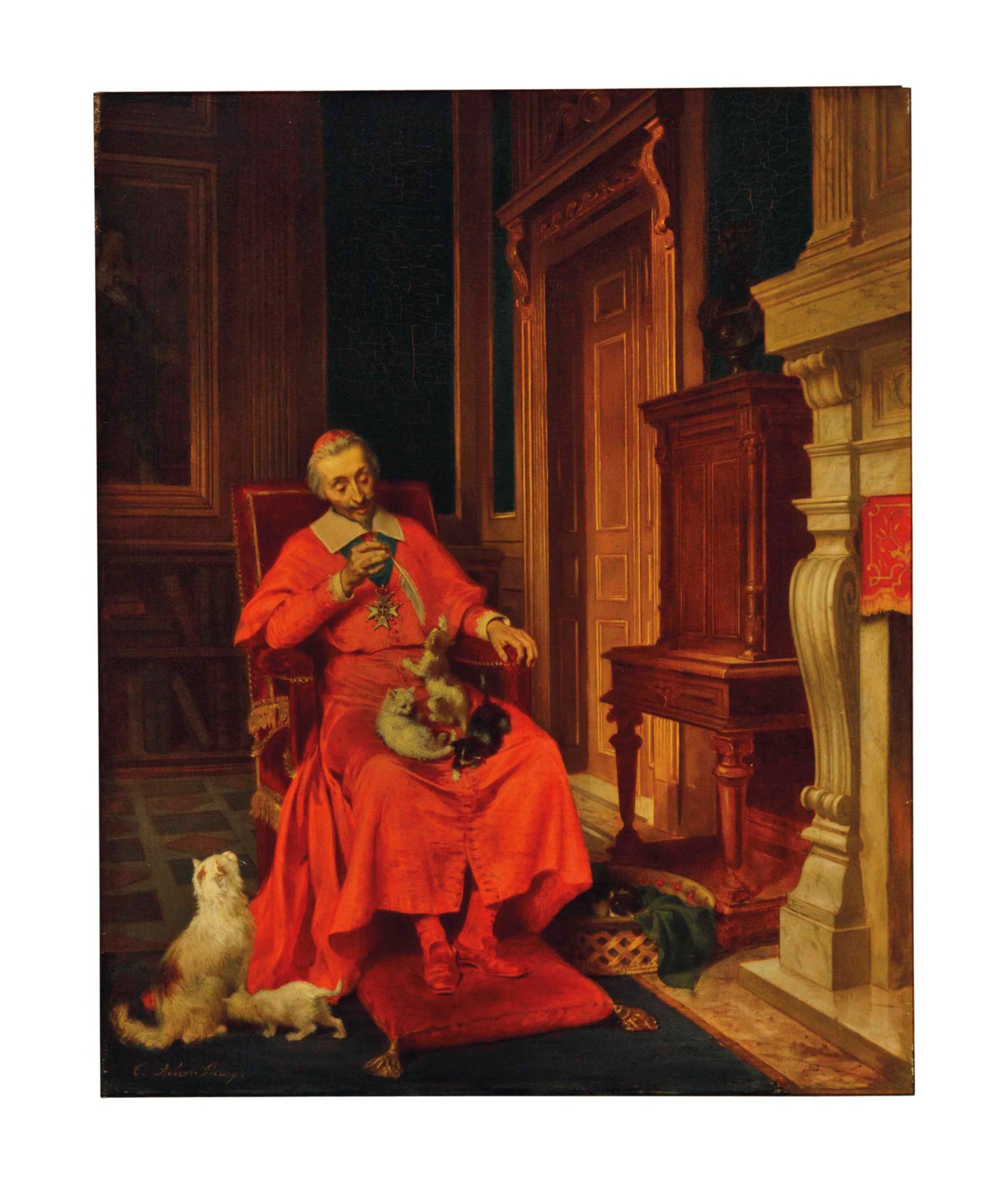 Joseph Nicolas Robert-Fleury (French, 1797-1890), Cardinal Richelieu ...