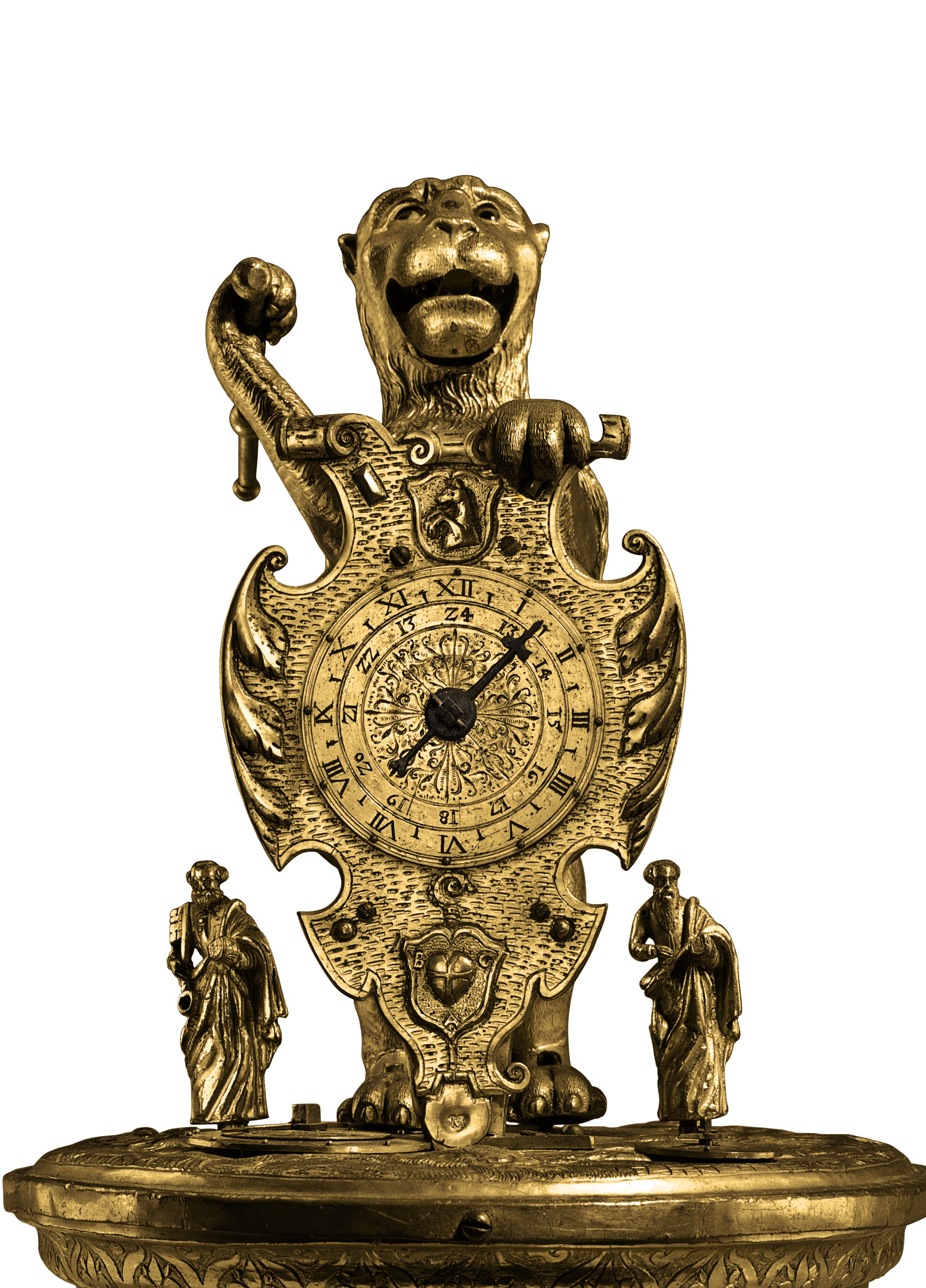 A GERMAN ENGRAVED GILT-BRASS AND COPPER STRIKING AND AUTOMATON LION ...