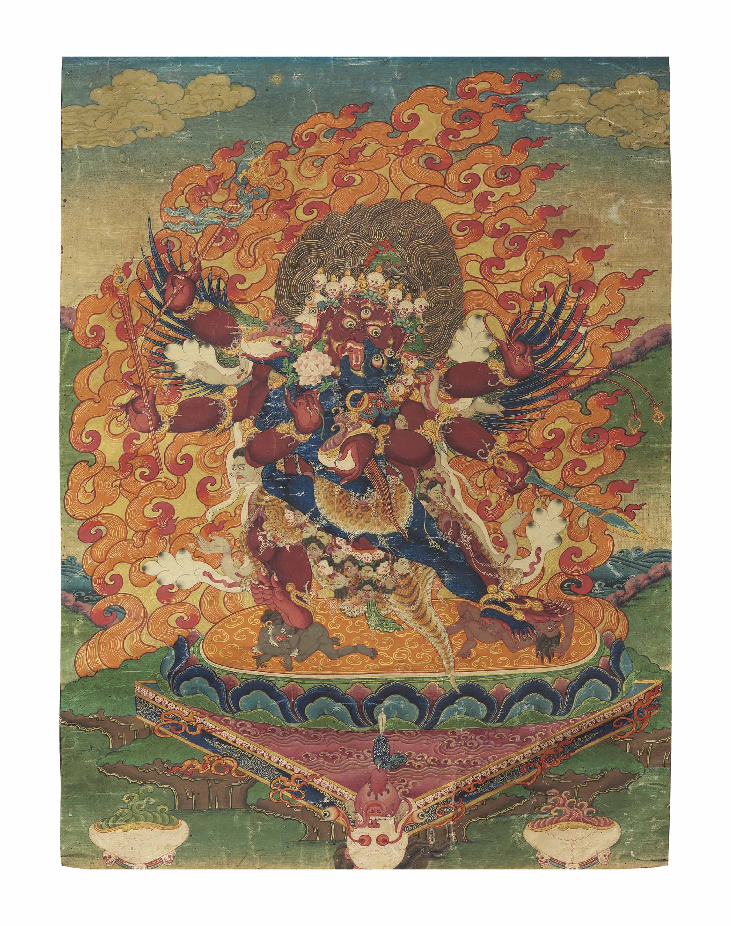 A PAINTING OF HERUKA AND VAJRAVARAHI , TIBET, 18TH CENTURY | Christie's