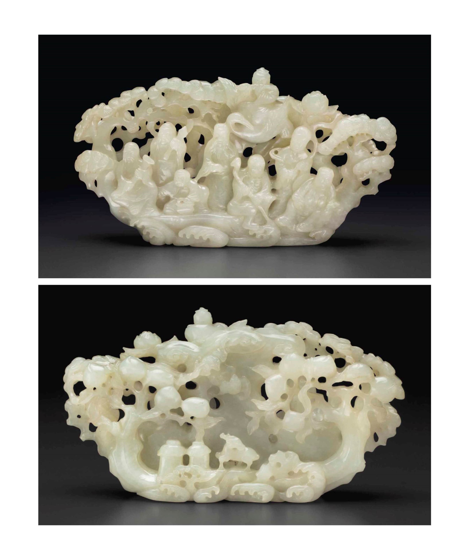 A PALE GREENISH-WHITE JADE OPENWORK CARVING