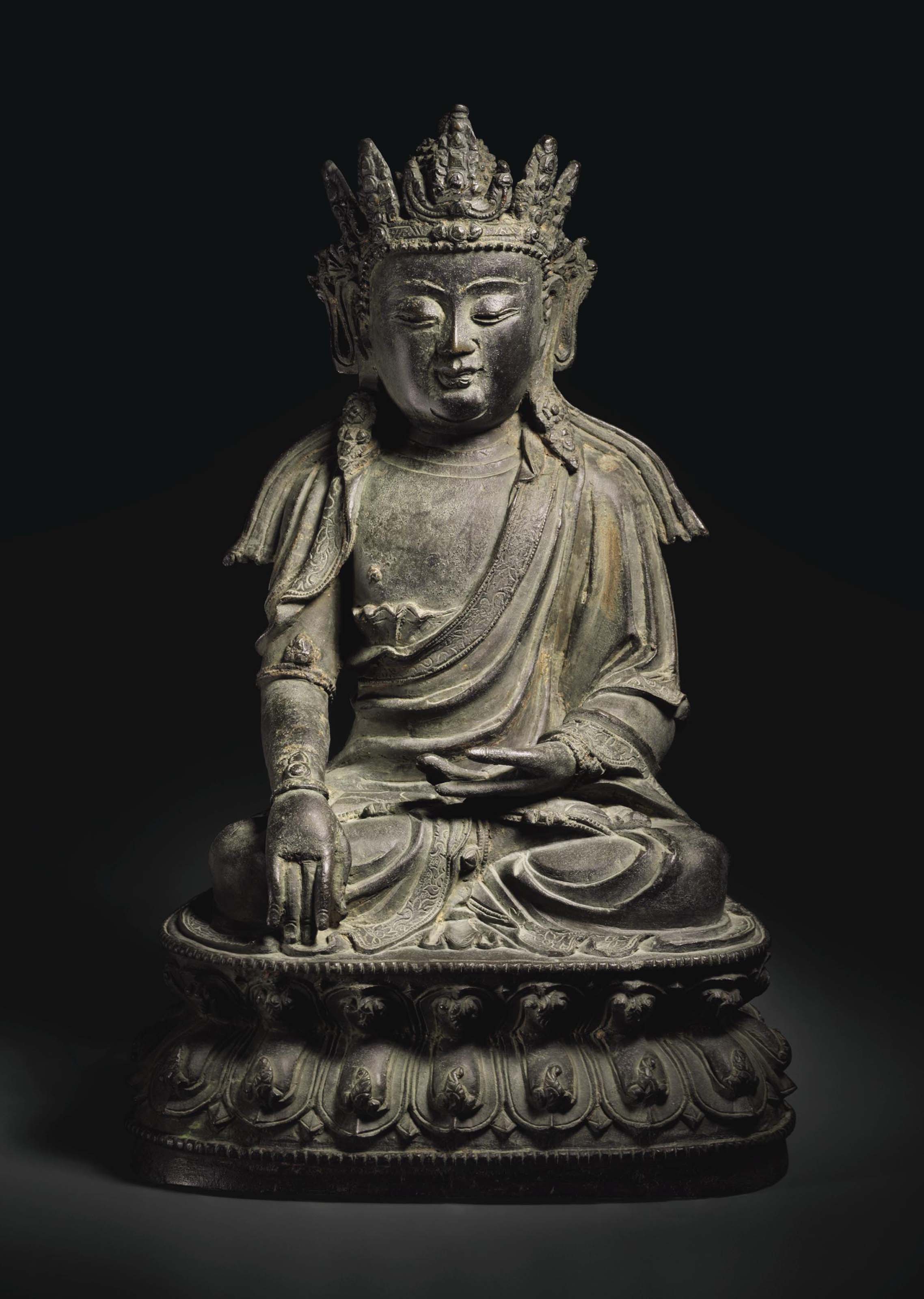 A RARE BRONZE FIGURE OF AKSHOBHYA