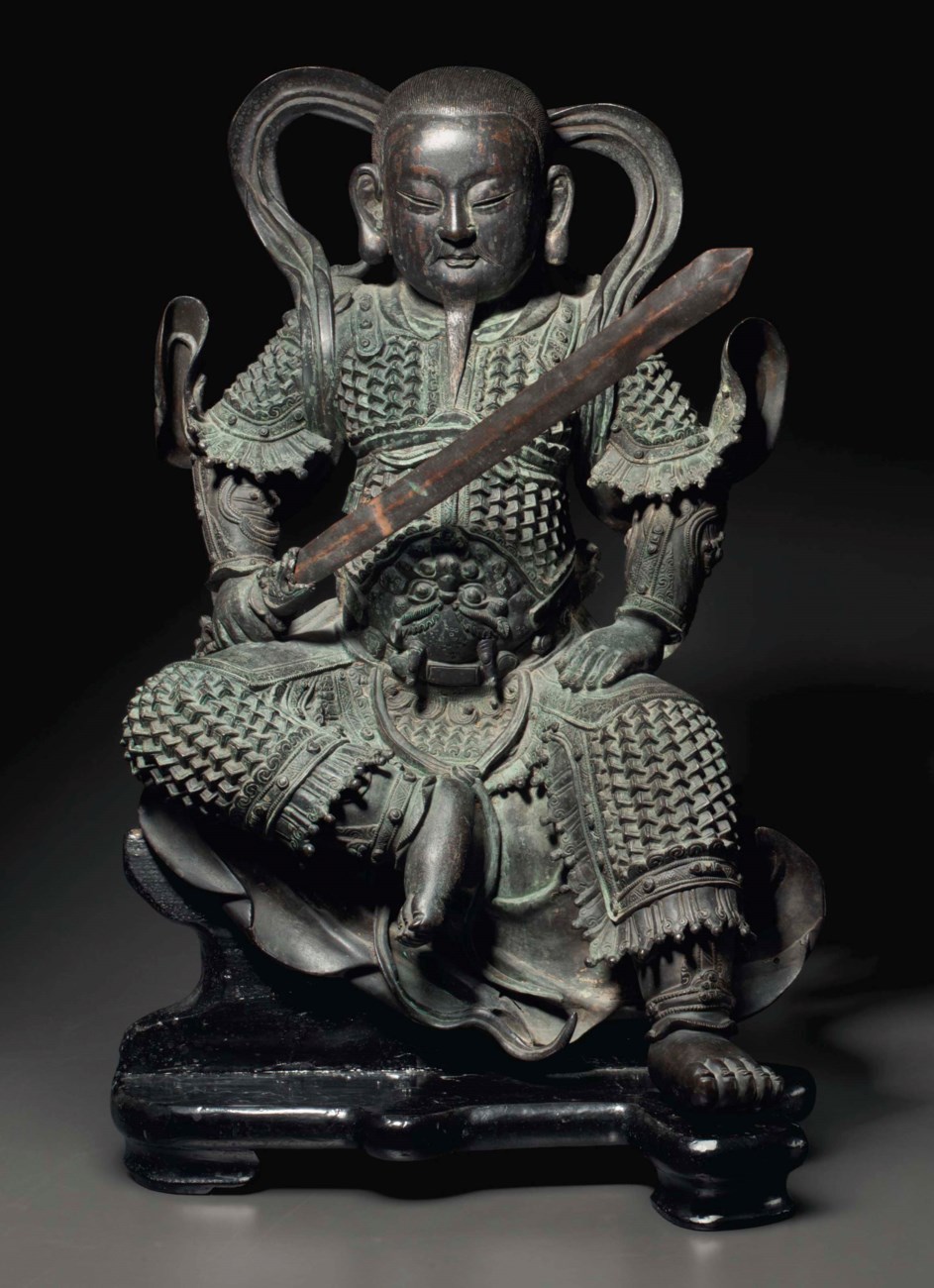 A LARGE BRONZE FIGURE OF ZHENWU