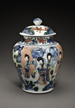 A LARGE WUCAI JAR AND COVER