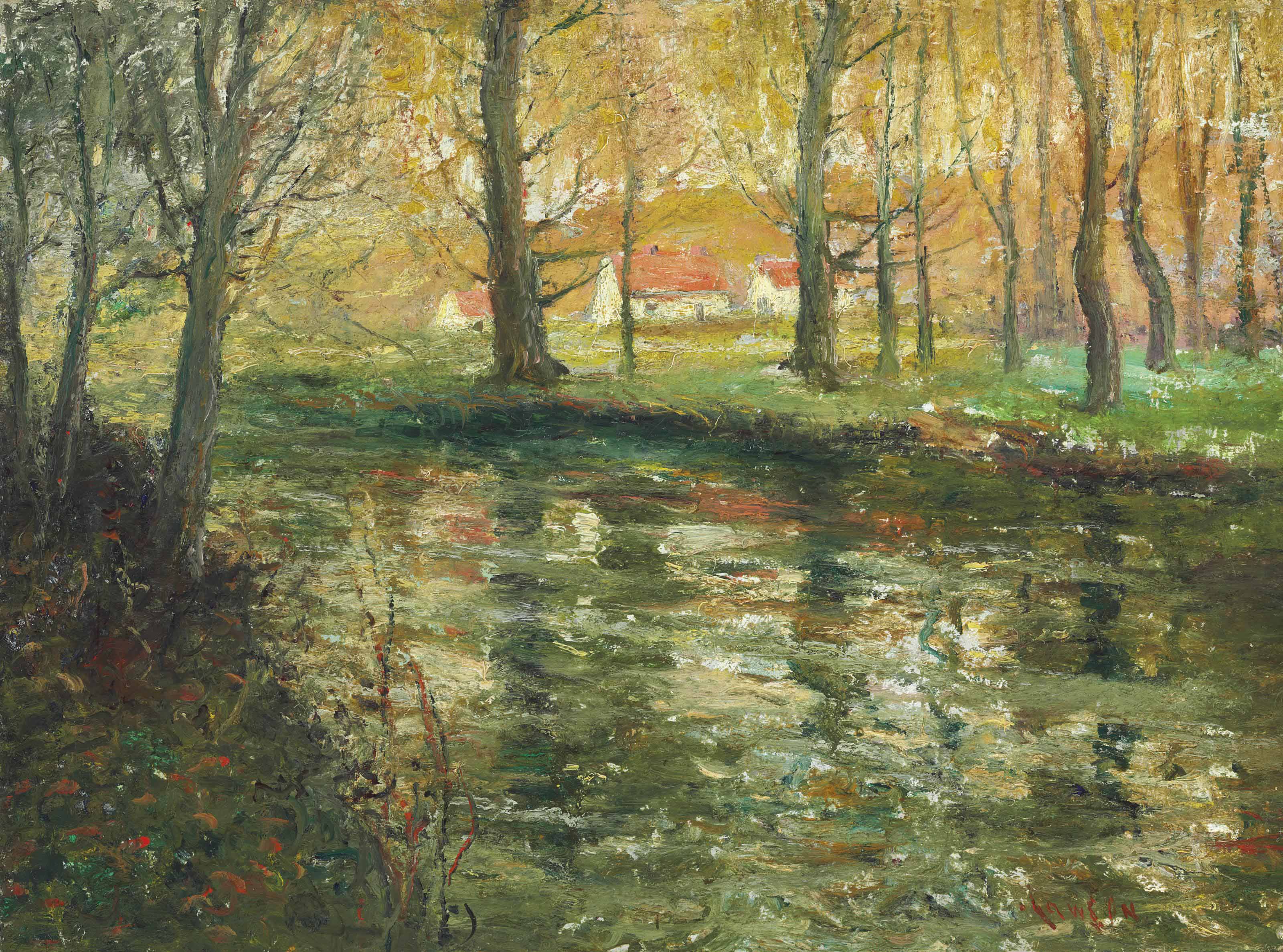 Ernest Lawson (1873-1939) , Red Rooftops | Christie's