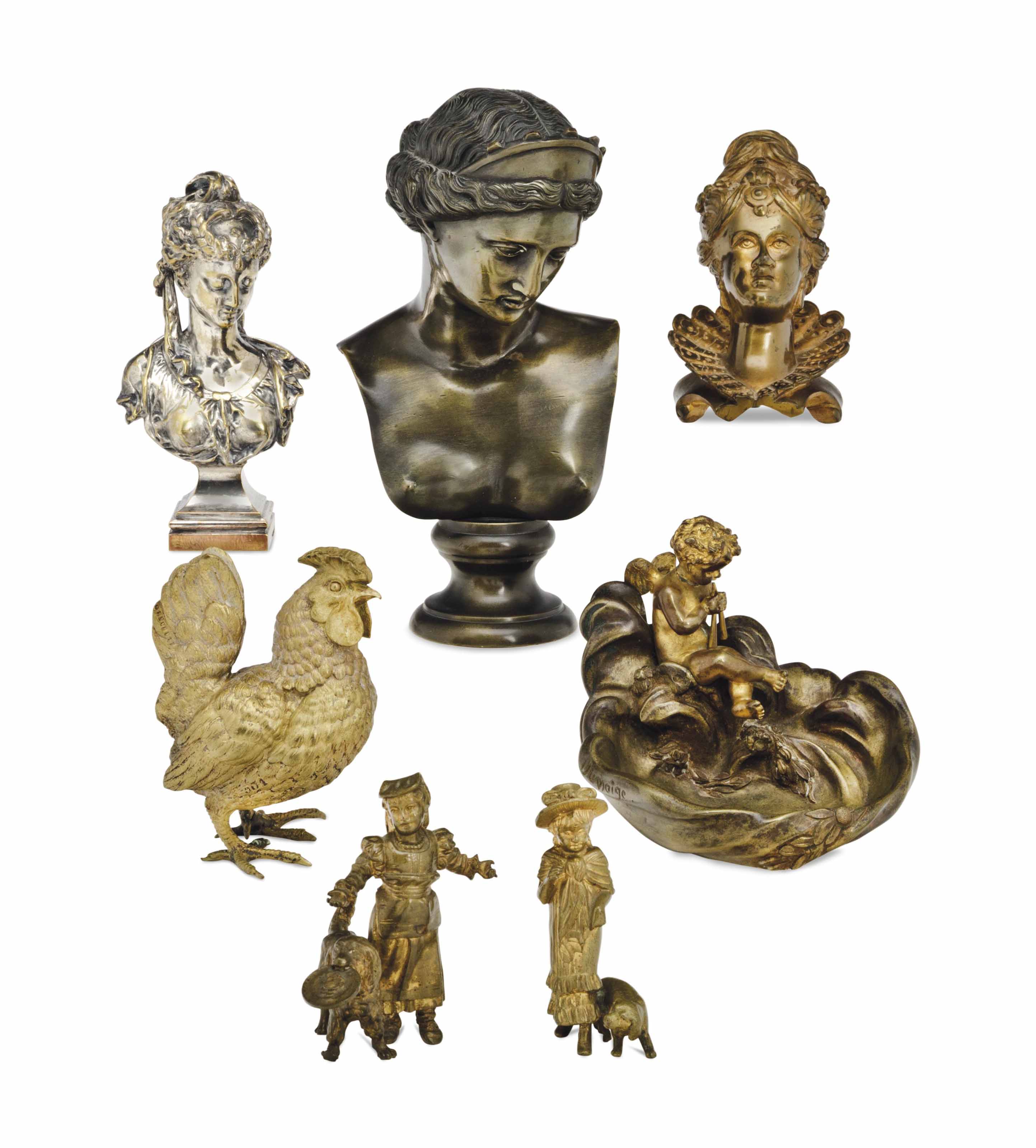 A GROUP OF TWELVE GILT METAL FIGURES,