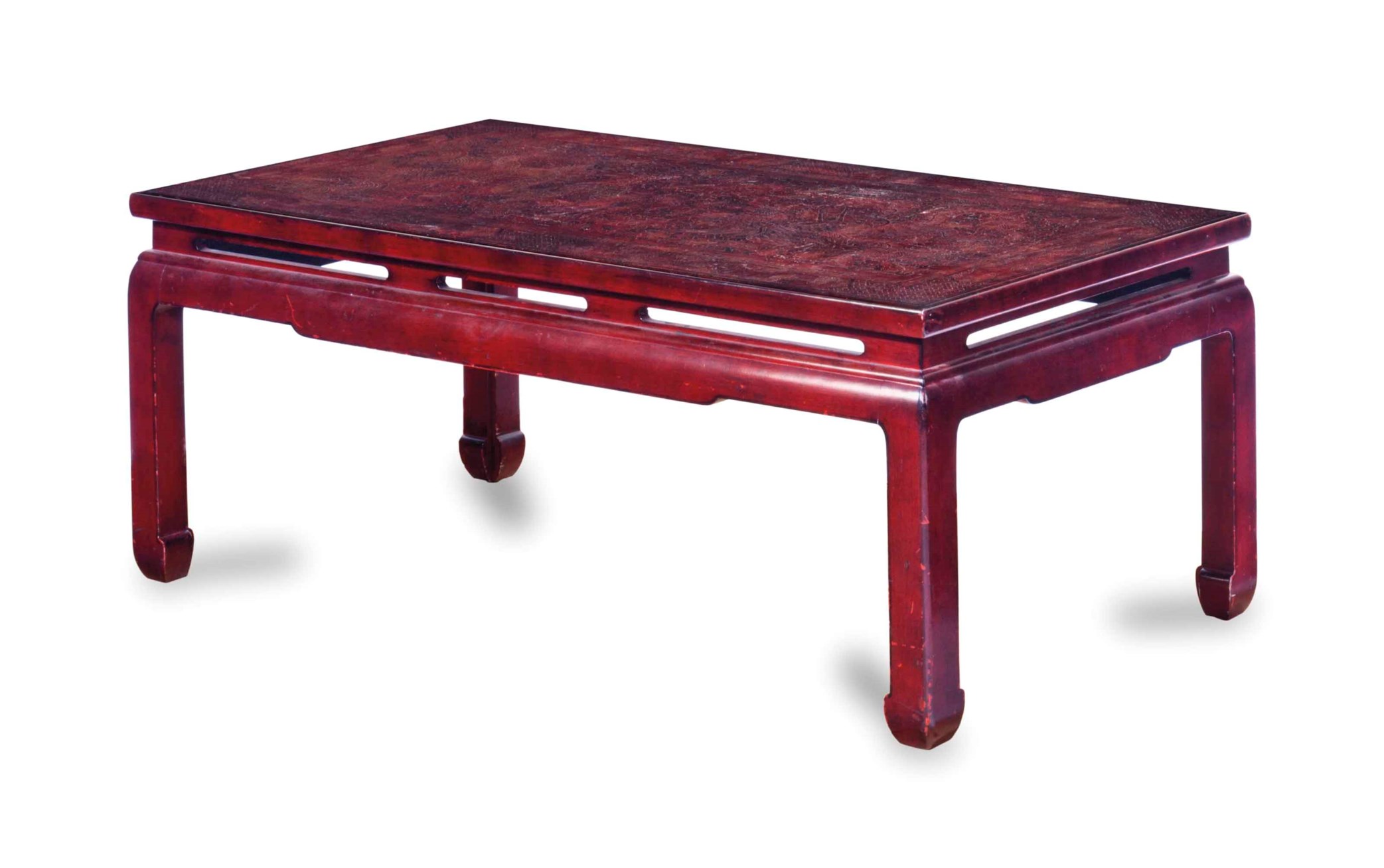 A CHINESE RED-LACQUERED AND DECORATED LOW TABLE,, 20TH CENTURY | Christie's